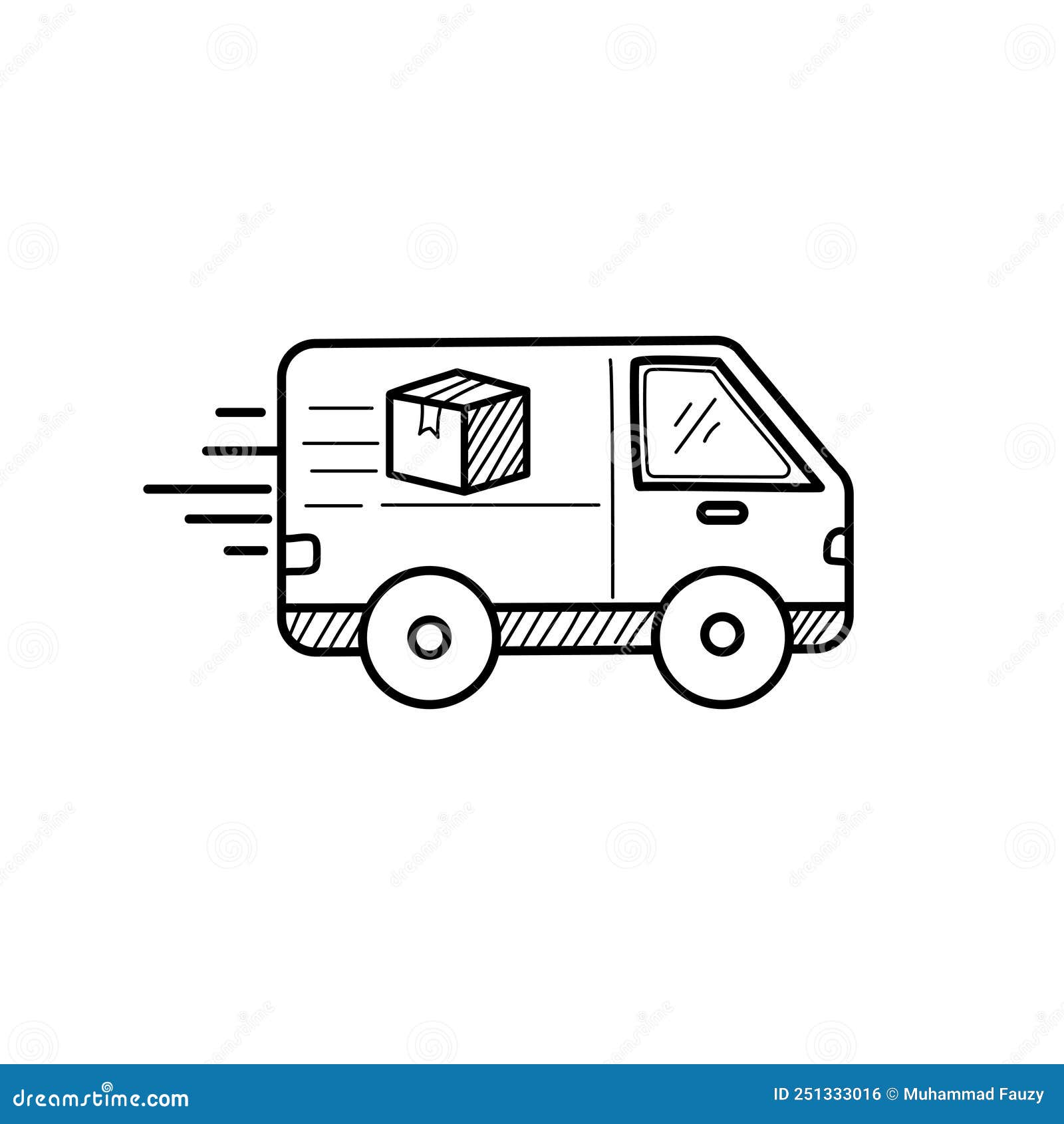 Delivery Van Icon in Doodle Style Stock Vector - Illustration of ...