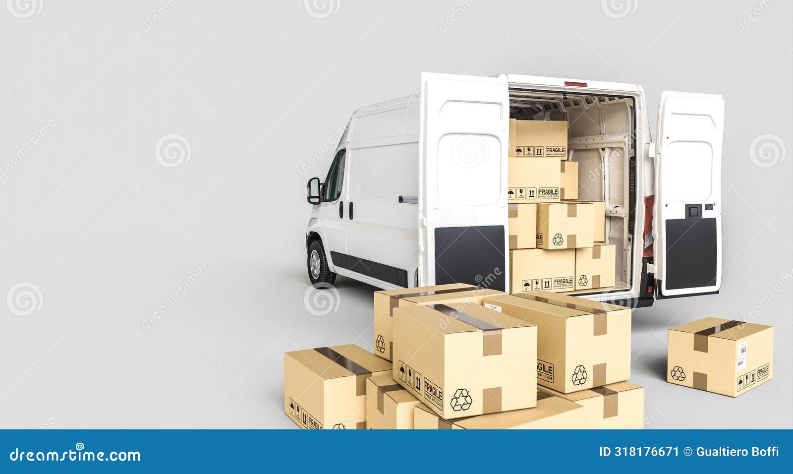 Delivery Van Loaded with Cardboard Boxes Stock Illustration ...