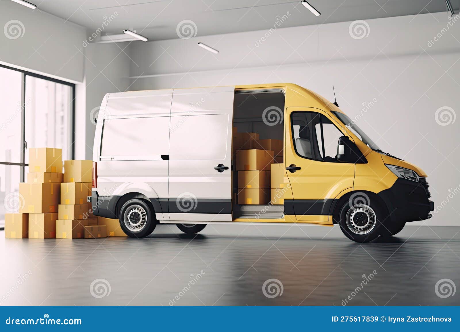 Delivery Van Loading Parcel Package. Generative AI. Stock Illustration ...