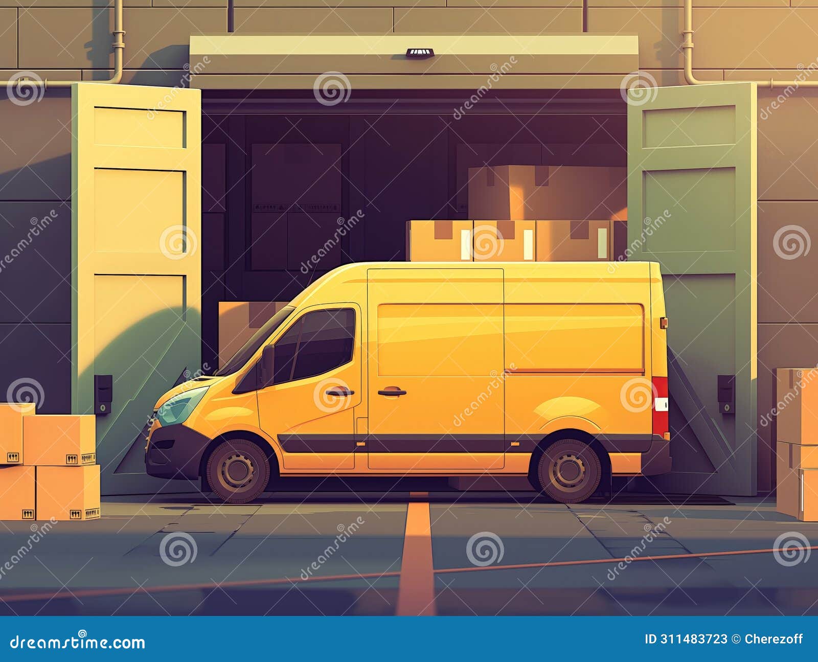 Delivery Van Loading at Warehouse Stock Image - Image of cardboard ...