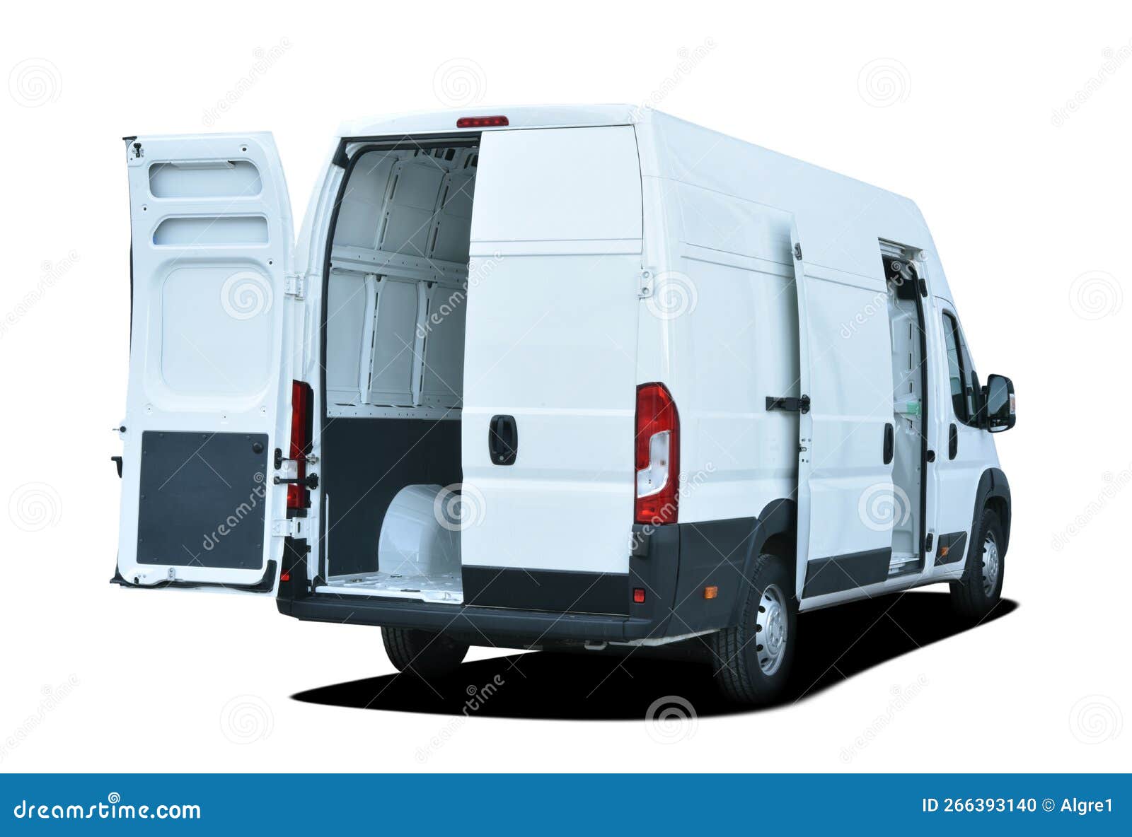 Delivery Van with Open Rear and Side Doors Stock Photo - Image of ...