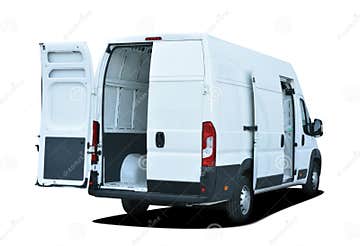 Delivery Van with Open Rear and Side Doors Stock Photo - Image of ...