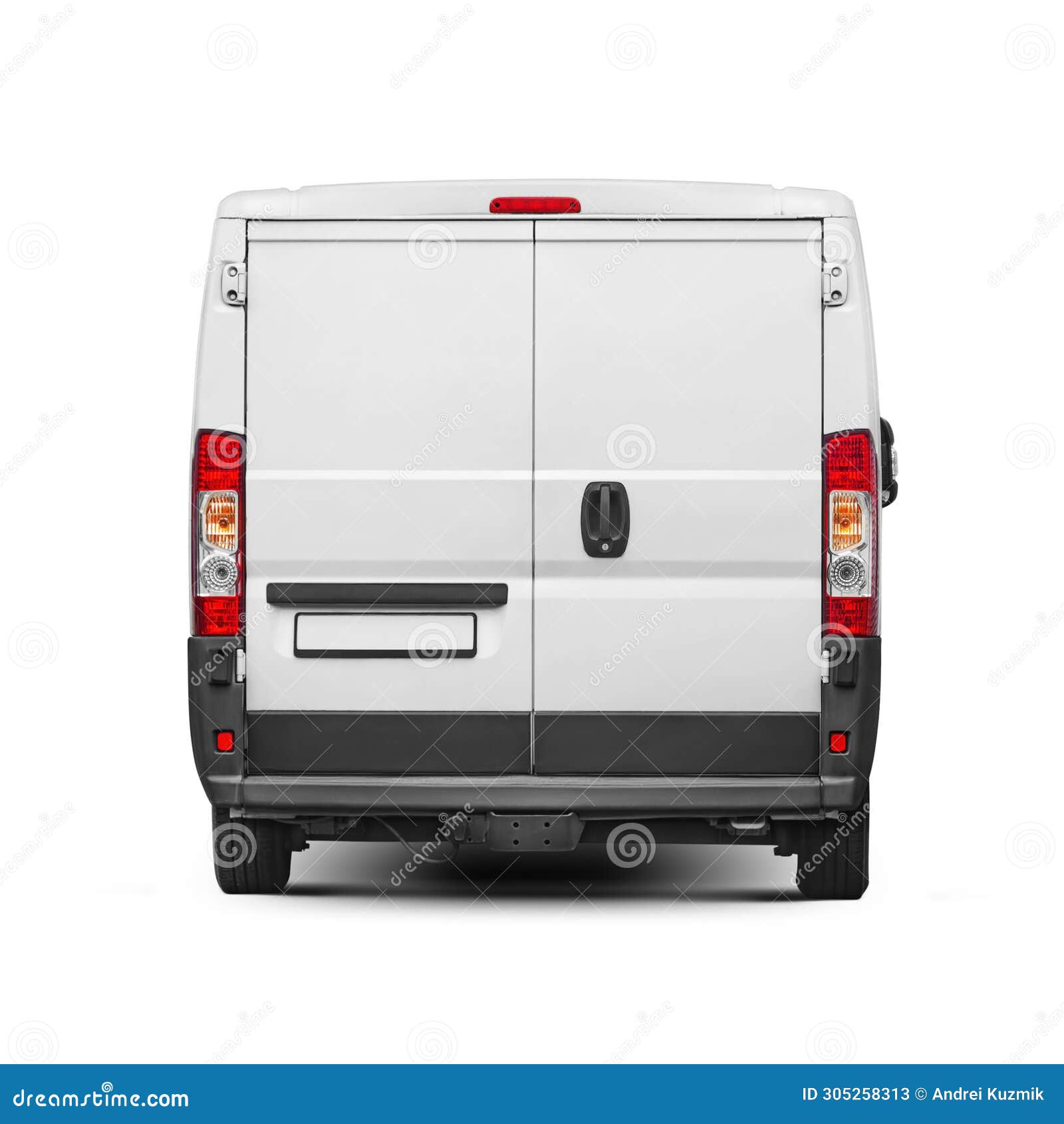 Delivery Van Rear View Isolated on a White. Cargo Short-base Minibus ...