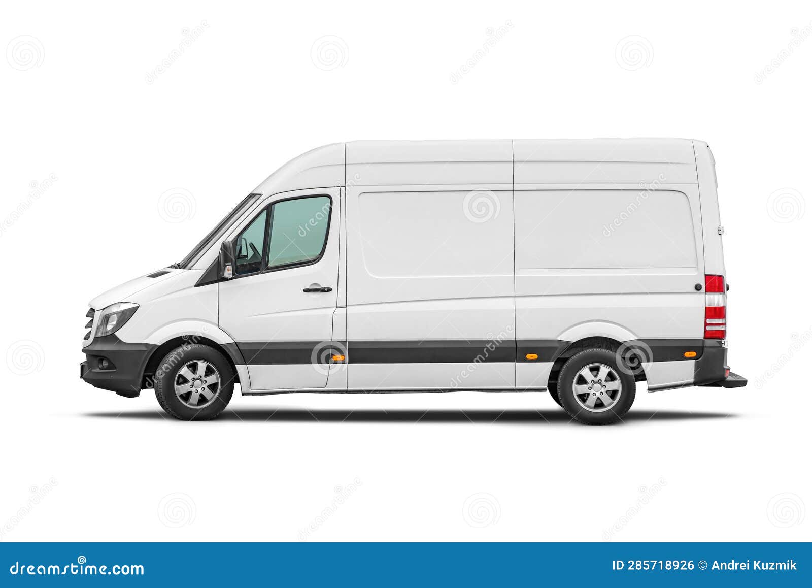 Delivery Van Side View Isolated on a White. Side View of a Modern Cargo ...