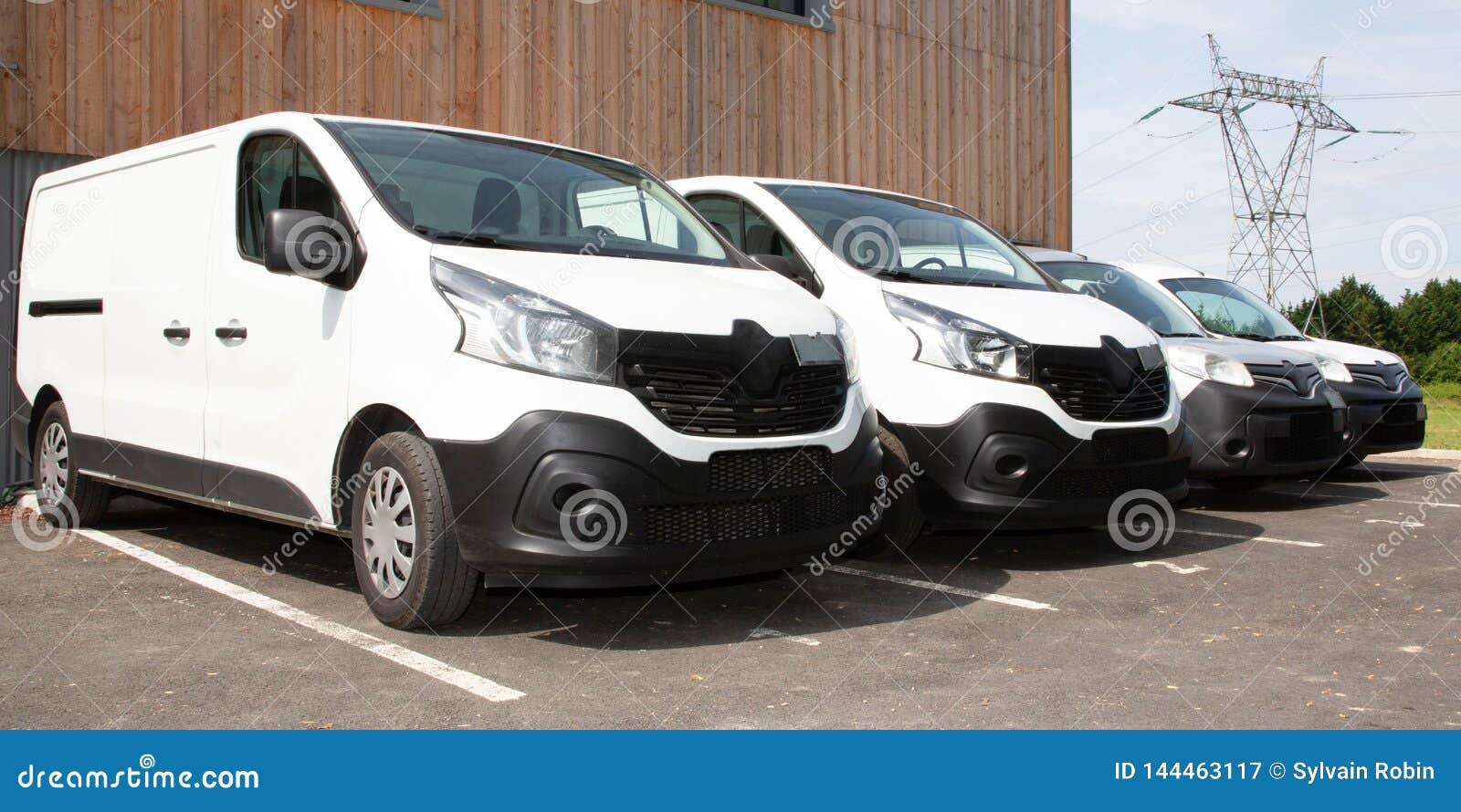 Delivery Van Small Trucks Line Up Park Outside Stock Image - Image of ...