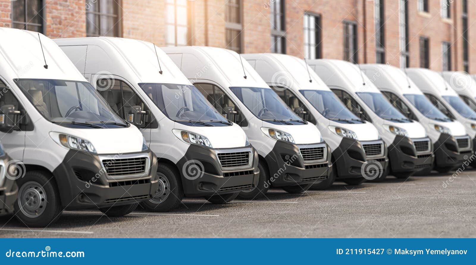 Delivery Vans in a Row. Express Delivery and Shipment Service Concept ...