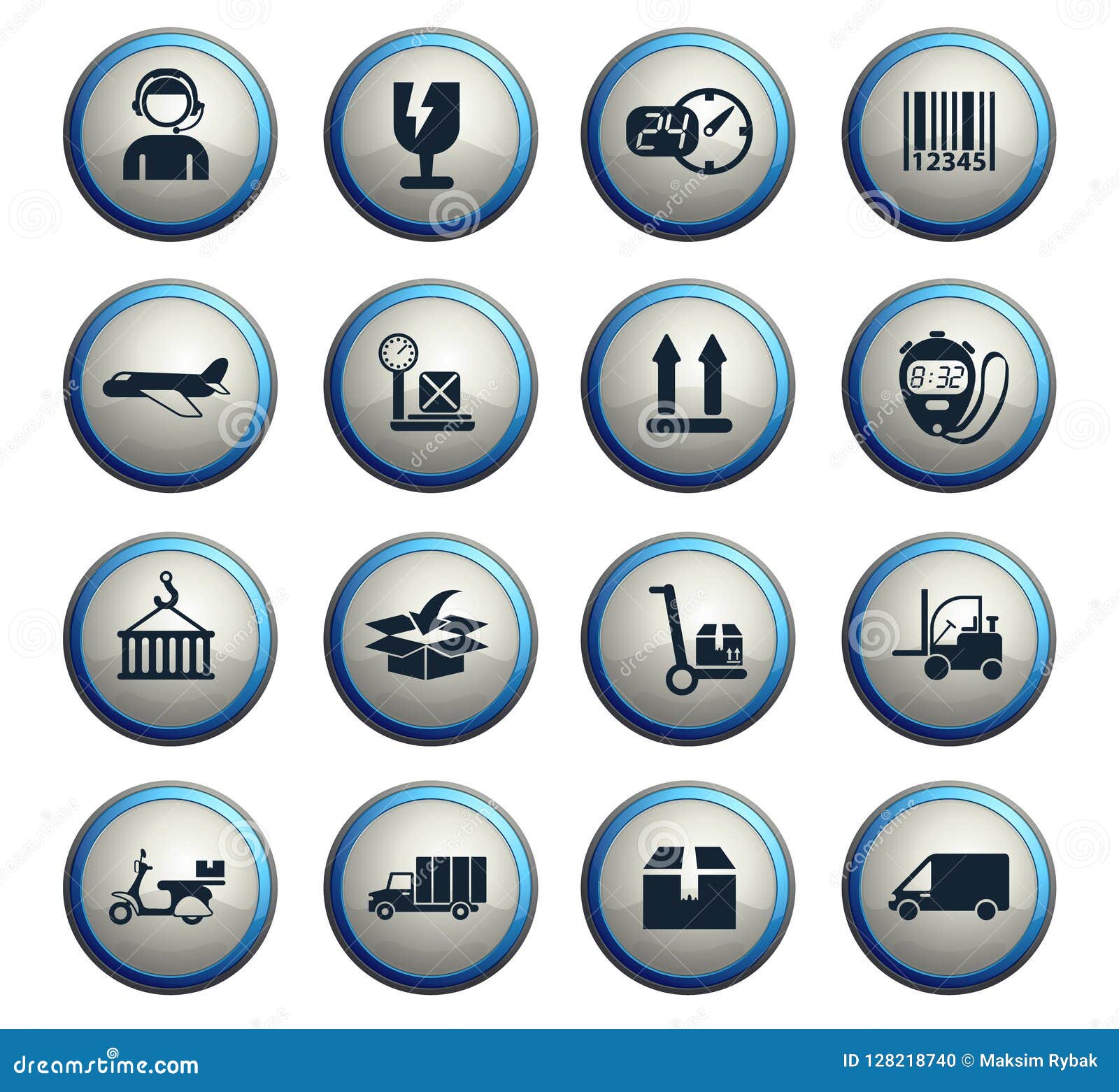 Delivery icon set stock vector. Illustration of vector - 128218740