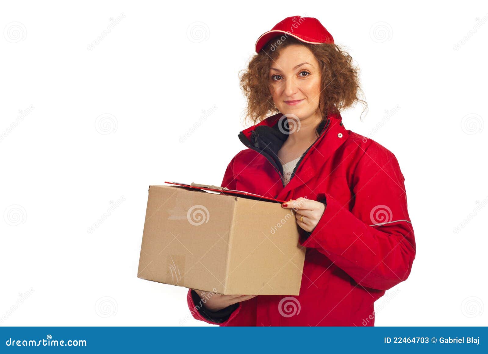 Delivery Woman Carrying Box Stock Image - Image of cheerful, hold: 22464703