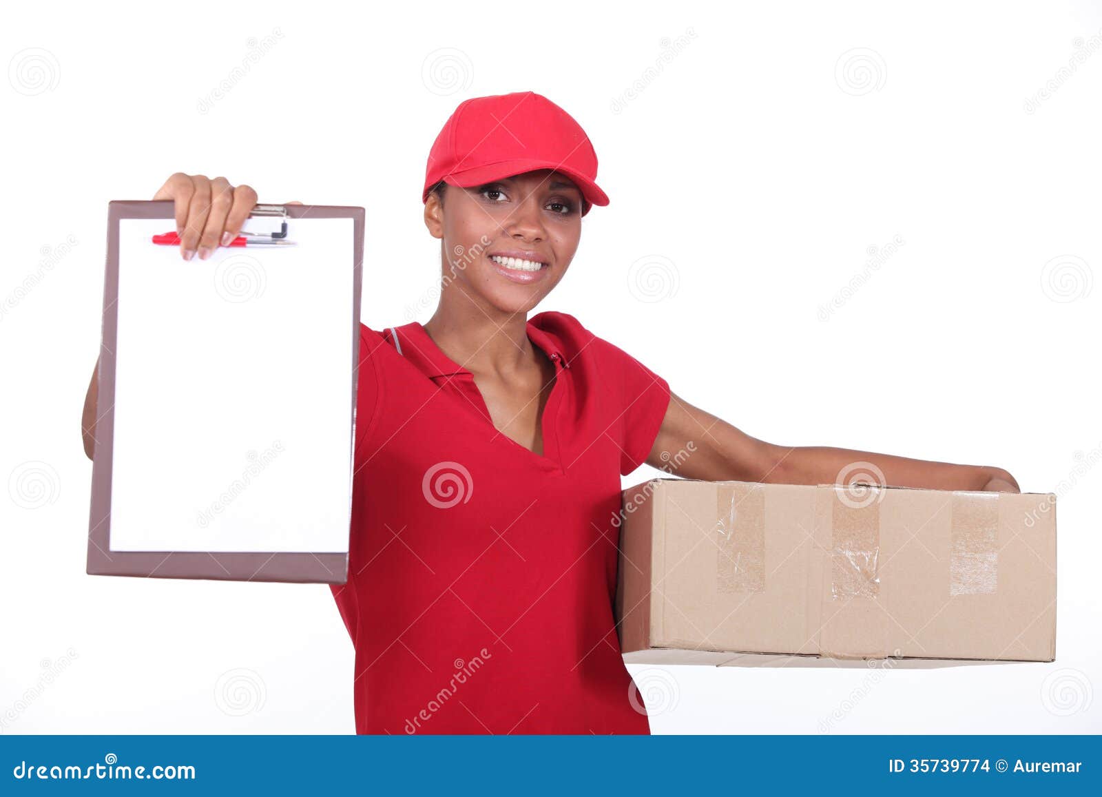 Delivery woman. stock photo. Image of gift, people, occupation - 35739774