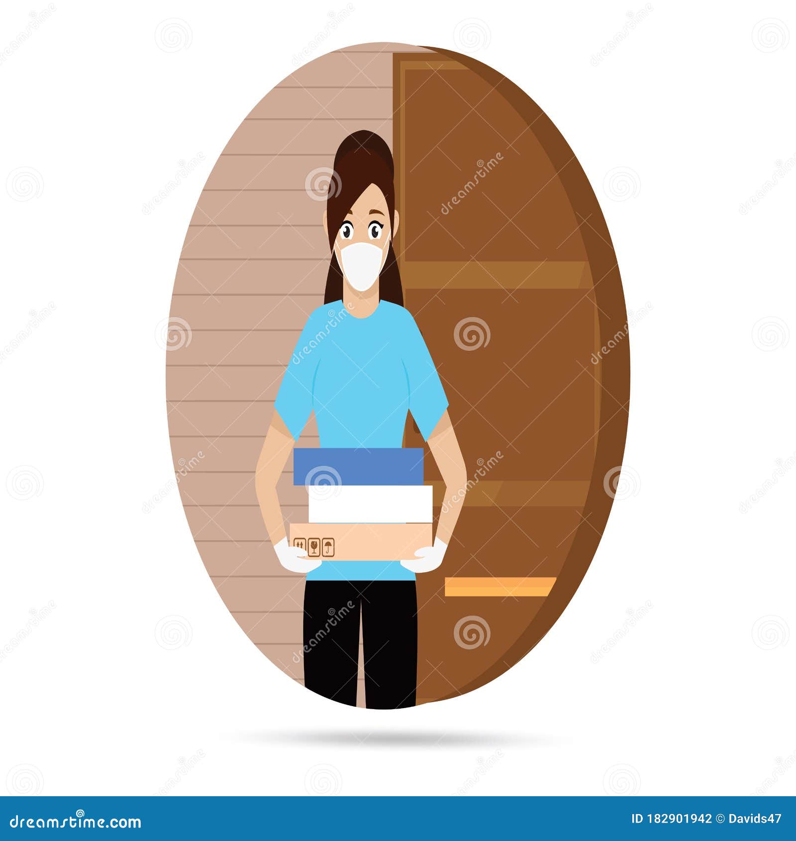 Delivery Woman with a Package Stock Vector - Illustration of shipping ...