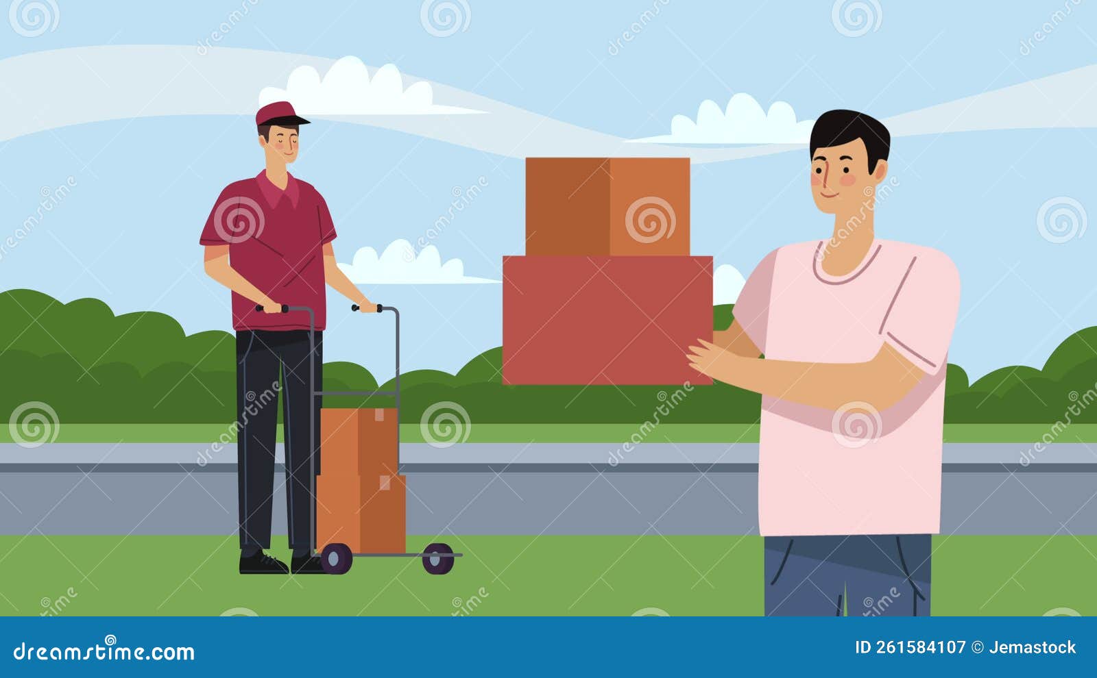 Delivery Worker with Client Characters Animation Stock Video - Video of ...
