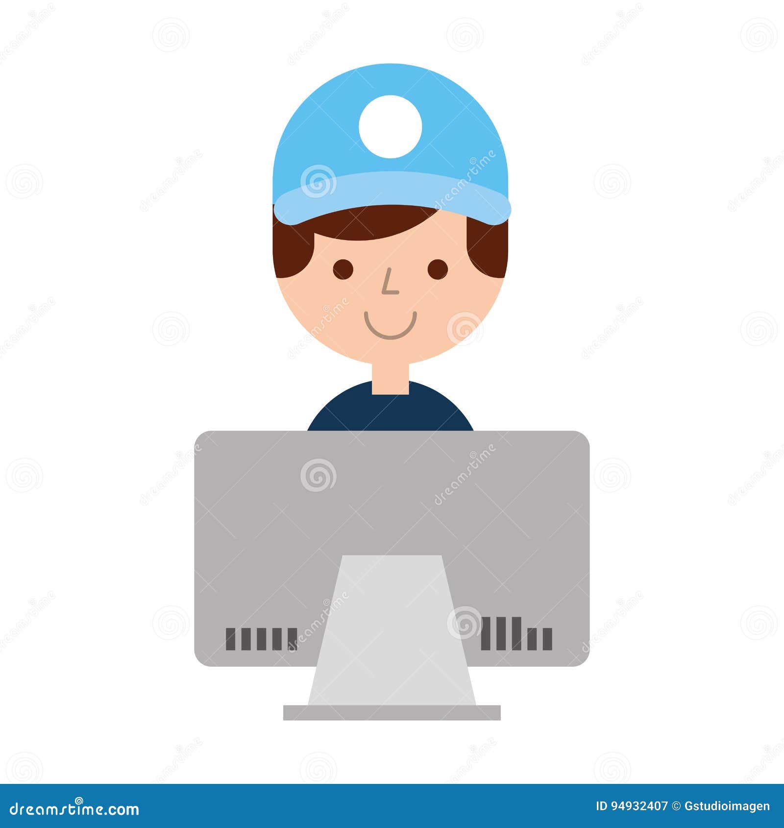 Delivery Worker with Computer Avatar Character Stock Vector ...