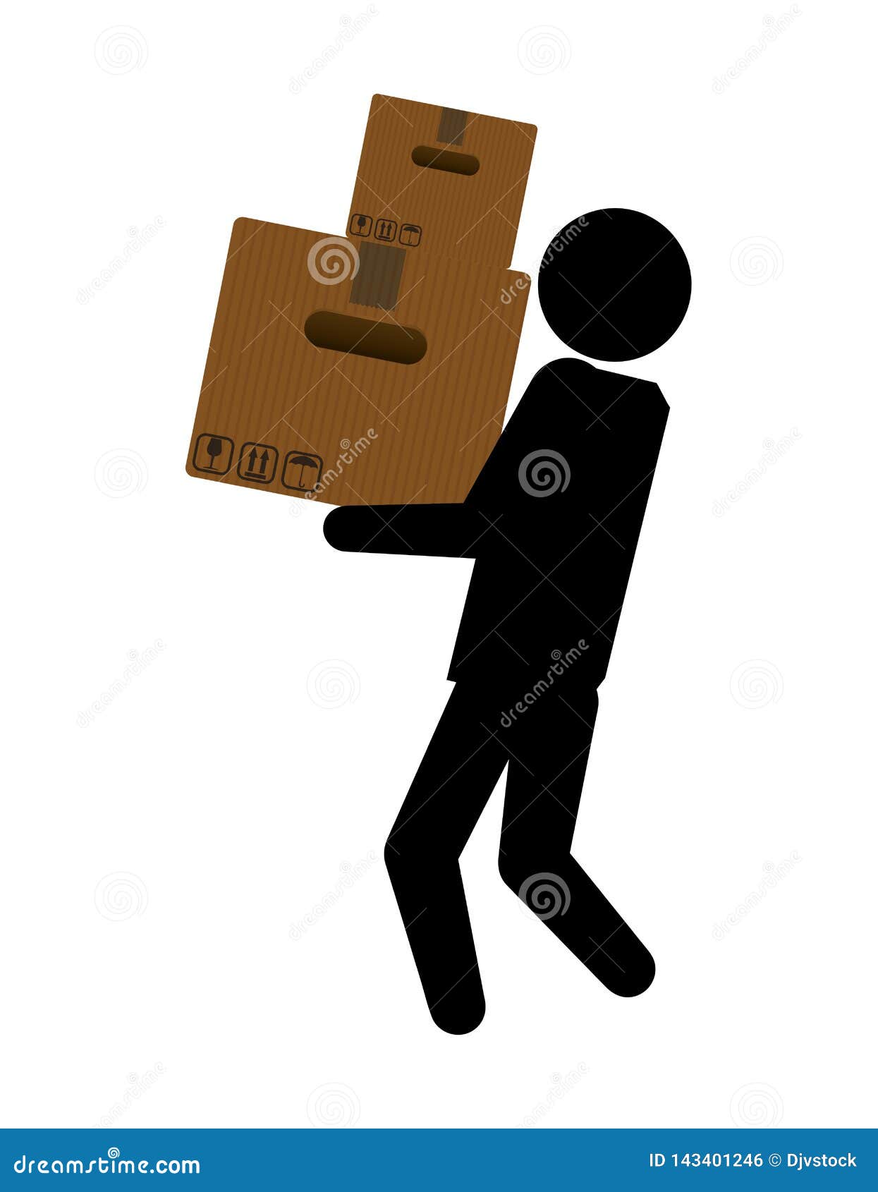 Delivery Worker Lifting Box Character Stock Illustration - Illustration ...
