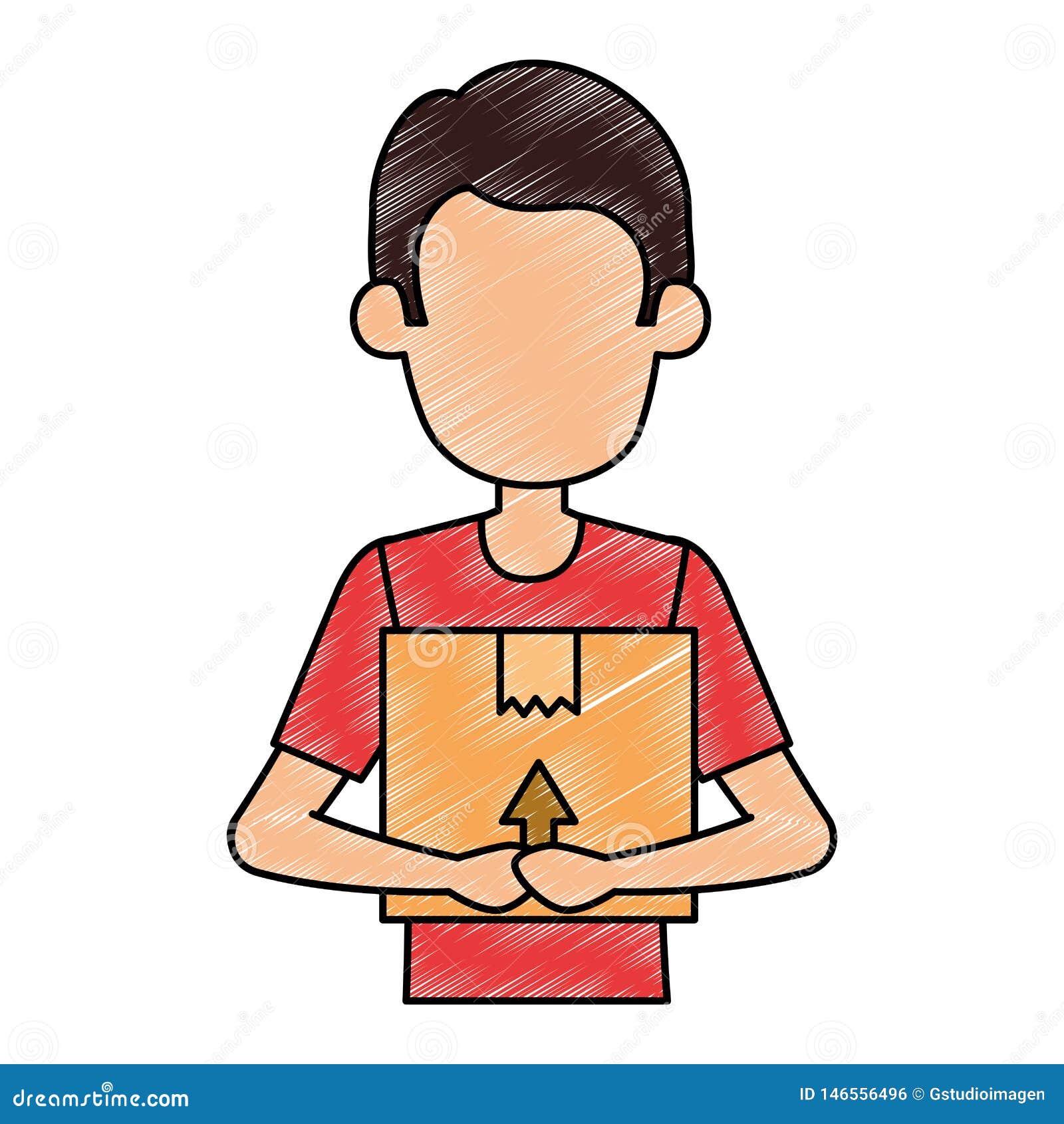 Delivery Worker Lifting Box Character Stock Photo - Image of logistic ...