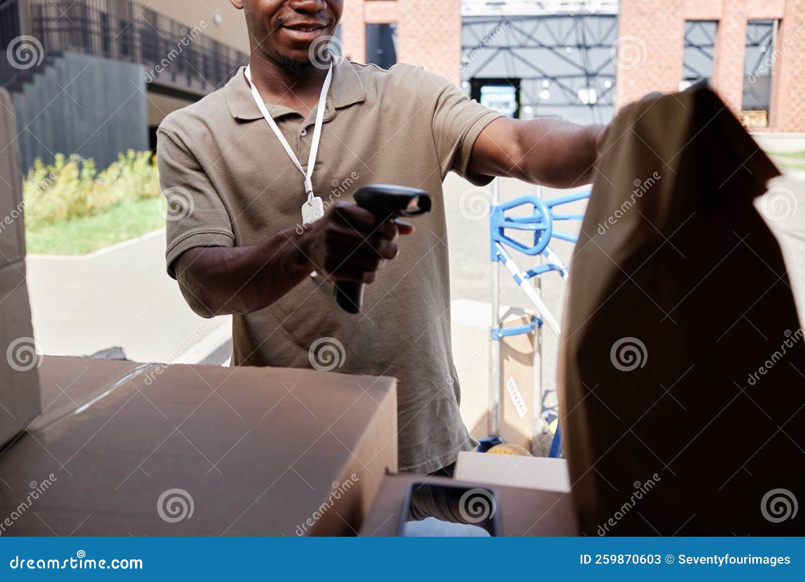 Delivery Worker Scanning Packages Stock Image - Image of load ...
