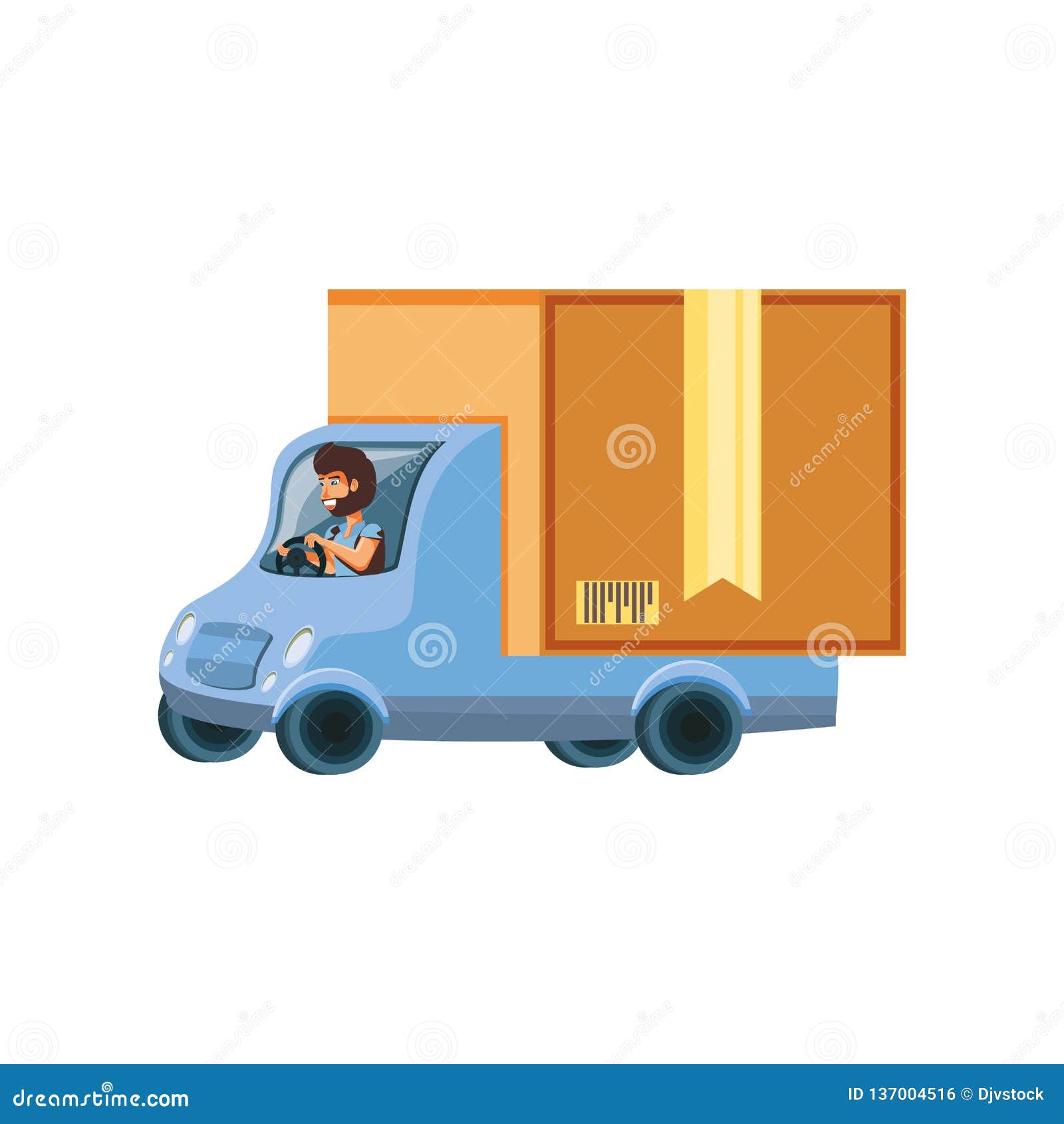 Delivery Worker in Truck Transportation Stock Vector - Illustration of ...