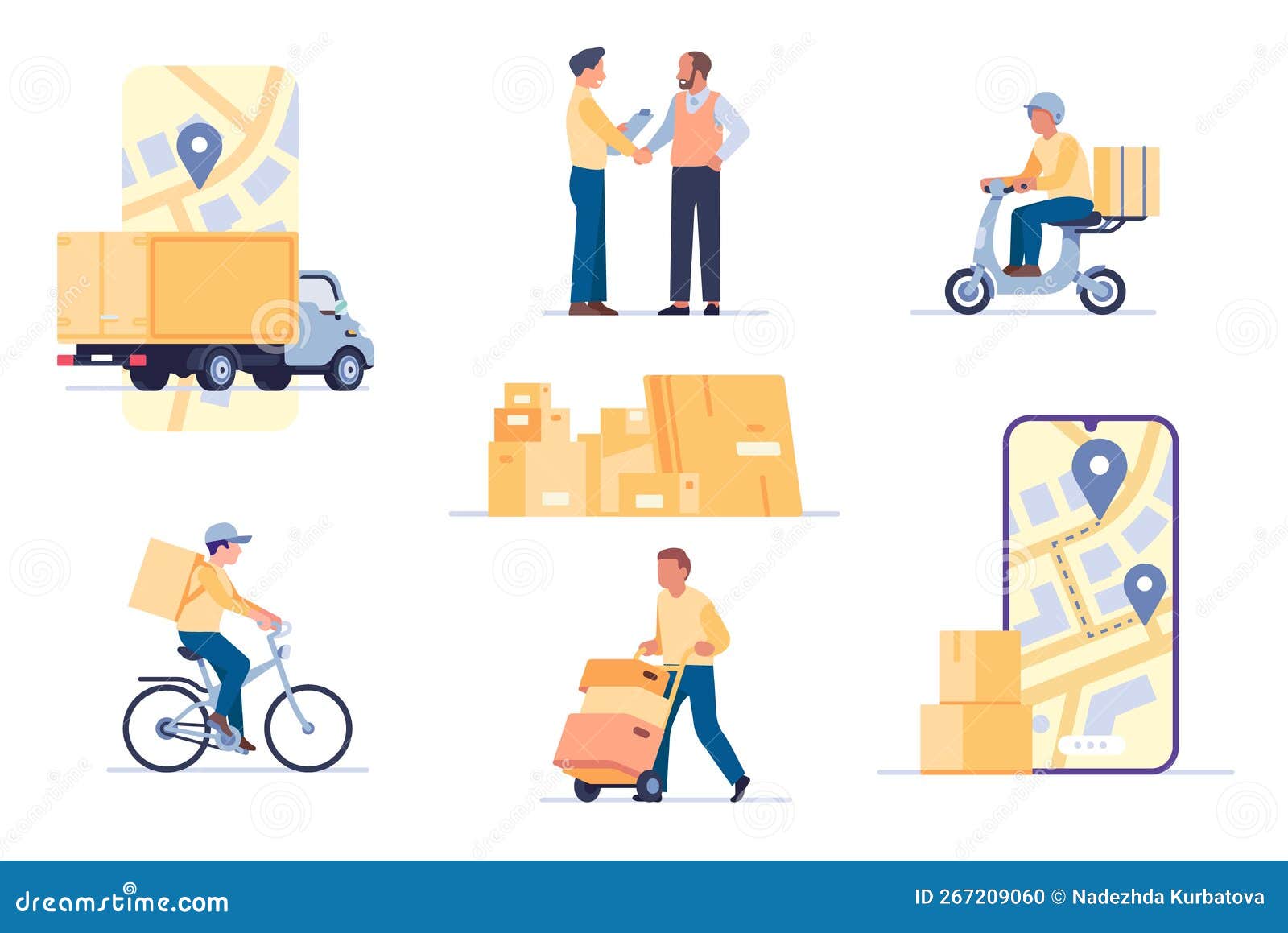 Delivery Workers. Courier Characters Team. Order Shipping Application ...