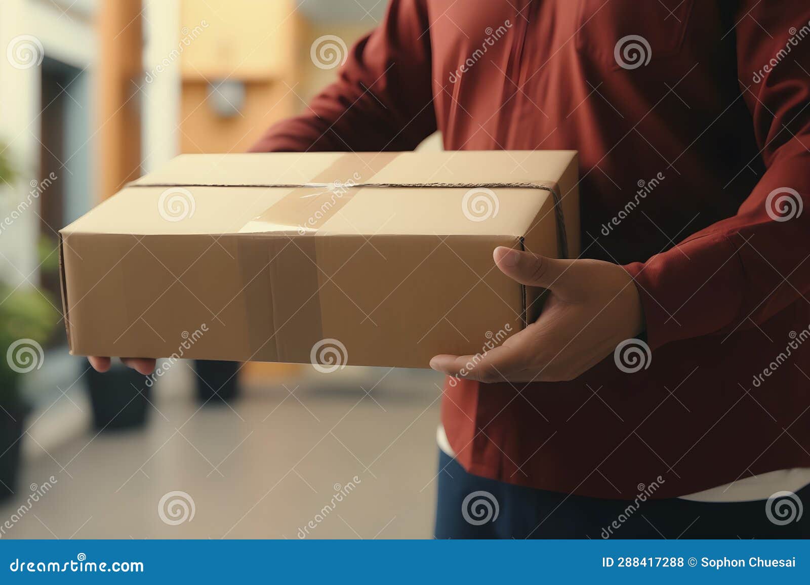 Deliveryman Deliver a Package Box To the Customer Stock Illustration ...
