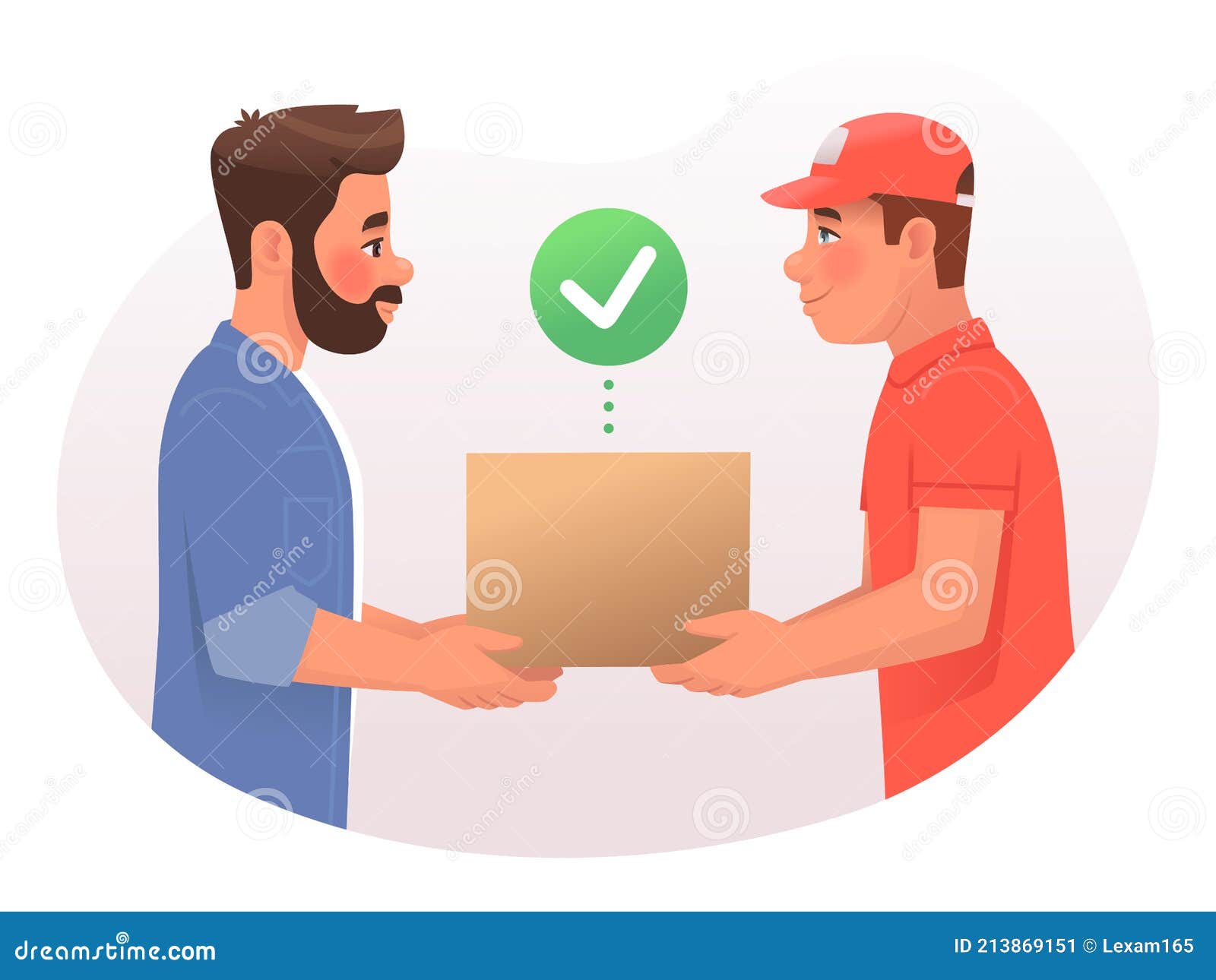 Deliveryman Hands the Parcel Box To the Customer. Courier and Client ...