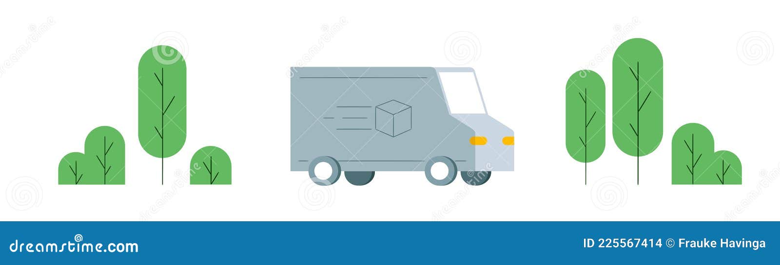 Delivery Bus for Transportation, 2D Flat Illustration Design, Vector ...