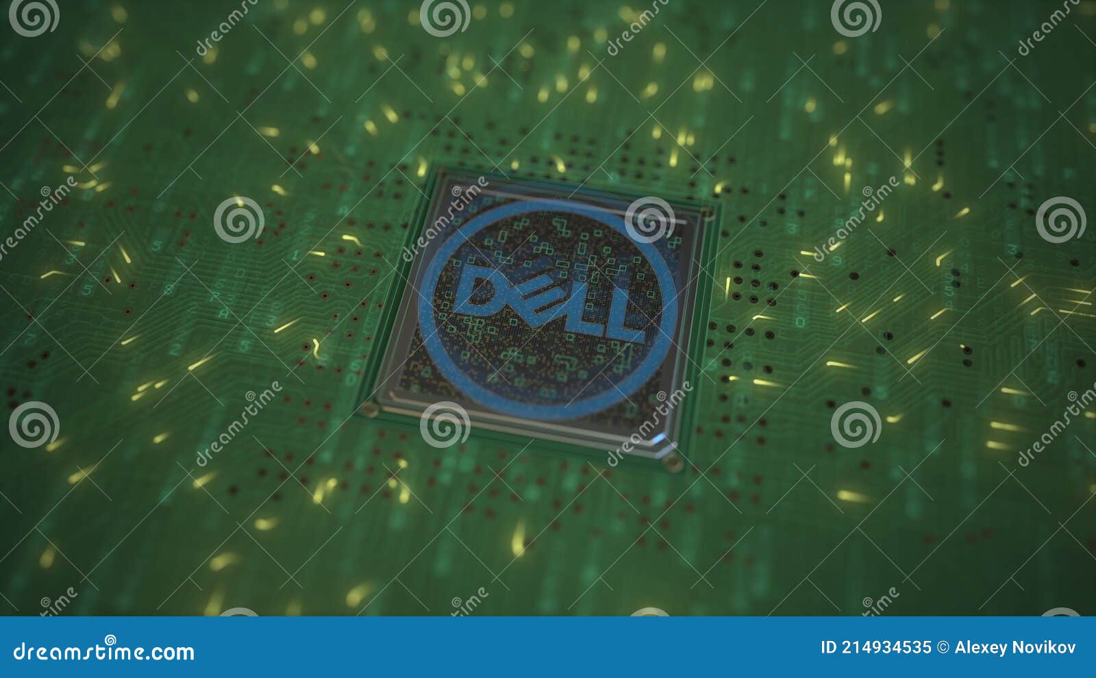 DELL Logo on the Chip on Computer Board. Conceptual Editorial 3d ...