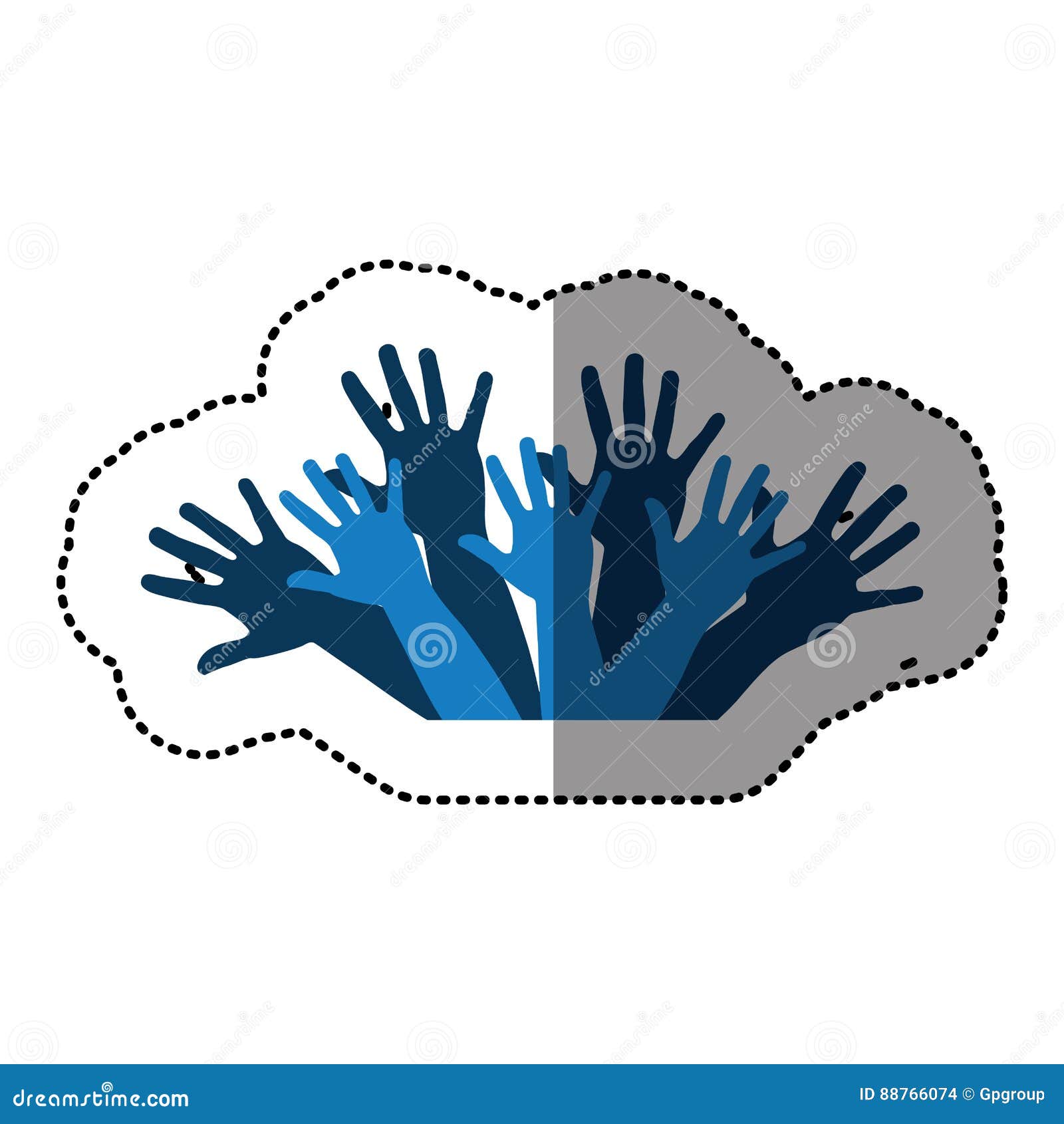 Delle Mani Icona Blu Su Insieme Illustrazione di Stock - Illustrazione ...