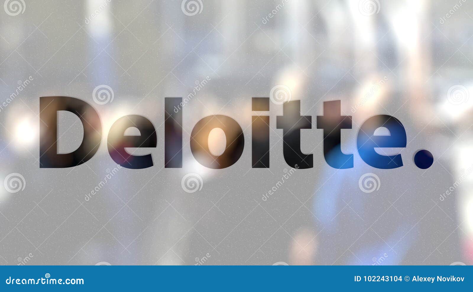 Deloitte Logo on a Glass Against Blurred Crowd on the Steet. Editorial ...