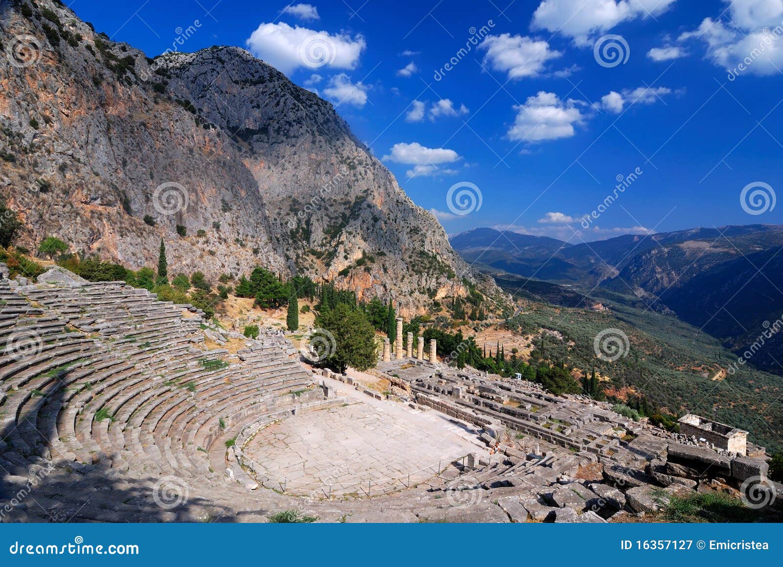 Delphi Ancient Ruins, Parnassus Mountains, Greece Stock Image - Image ...