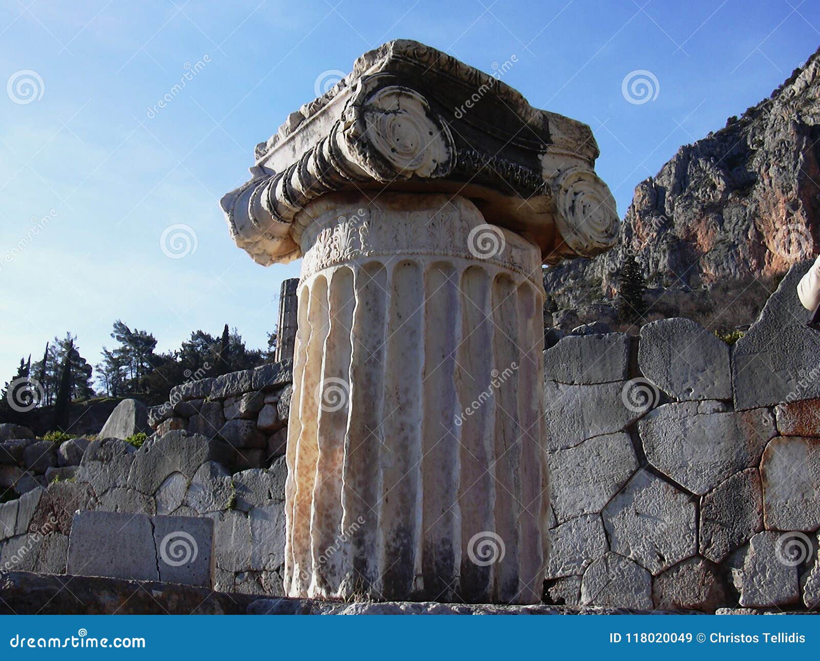 Delphi Ancient Sanctuary Phocis Greece Stock Image - Image of blue ...