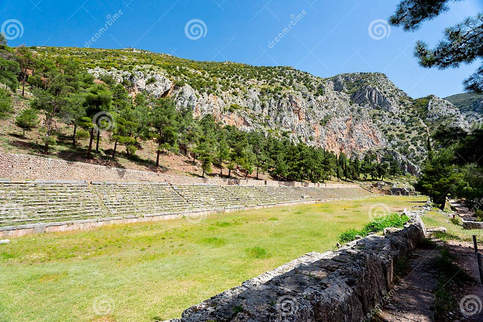 Delphi, Greece. Ancient Stadium Stock Image - Image of stadium ...