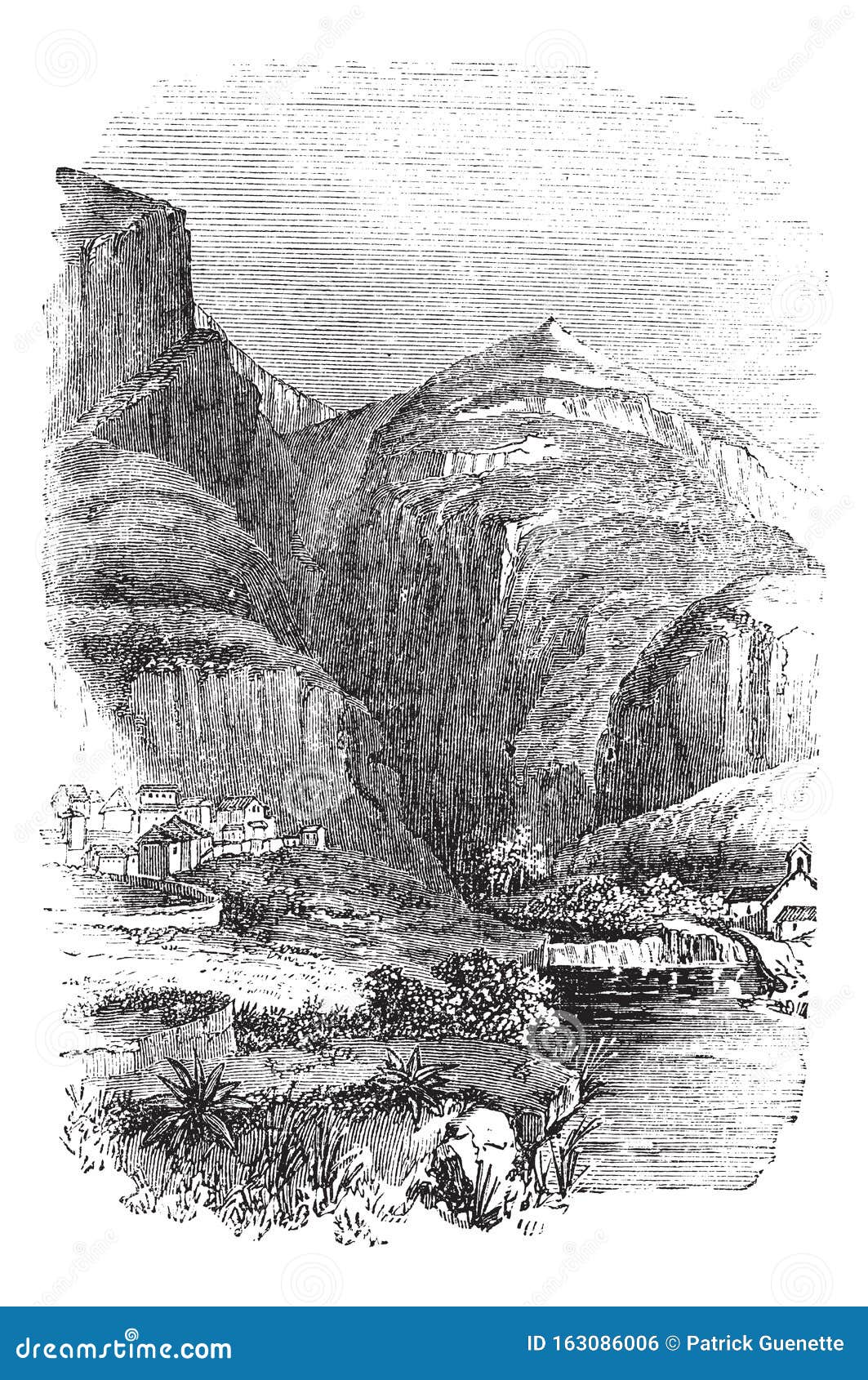 Delphi in Greece, Vintage Engraving Stock Vector - Illustration of ...