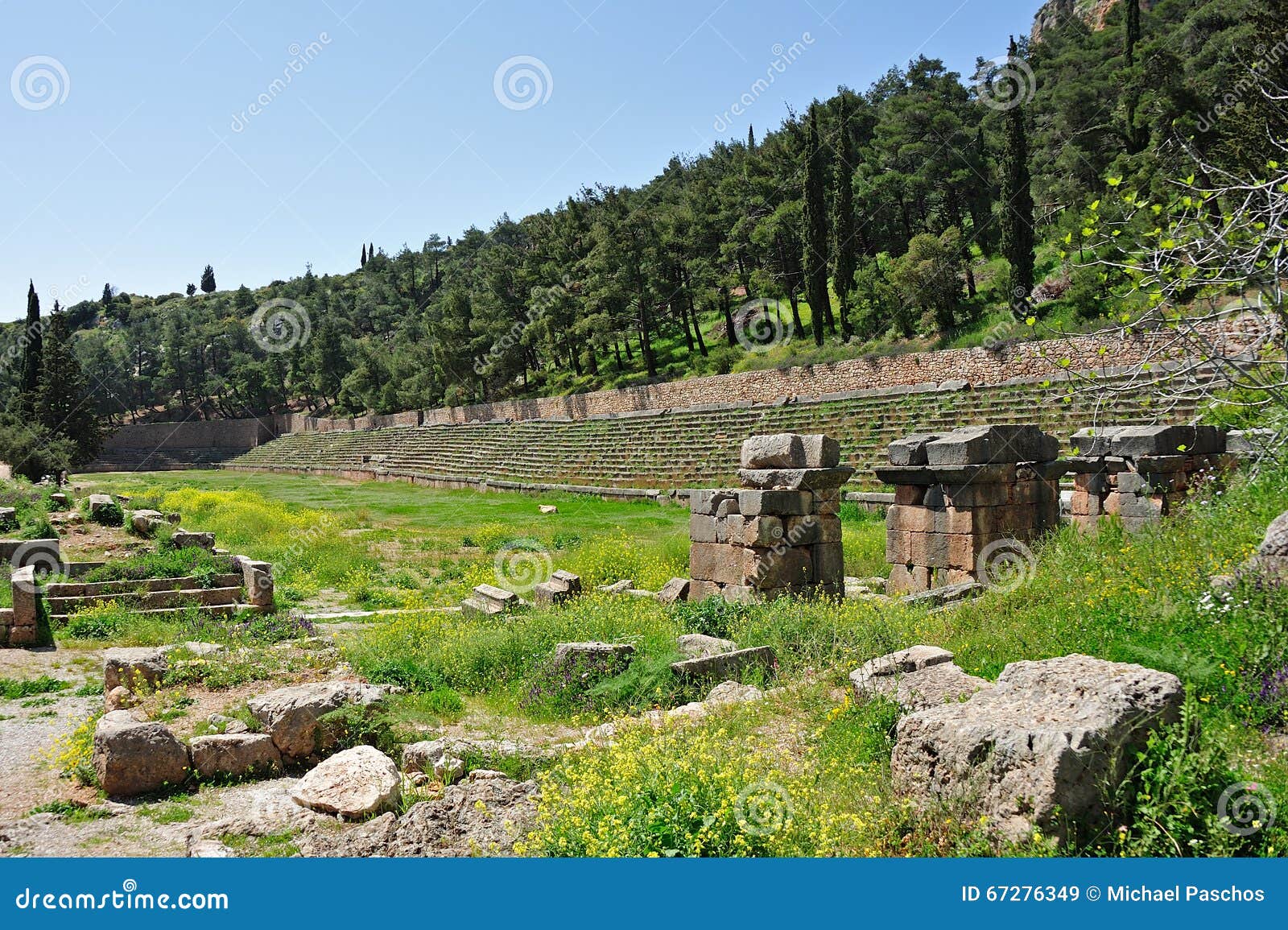 Delphi Pythian Stadium stock image. Image of people, archaeological ...