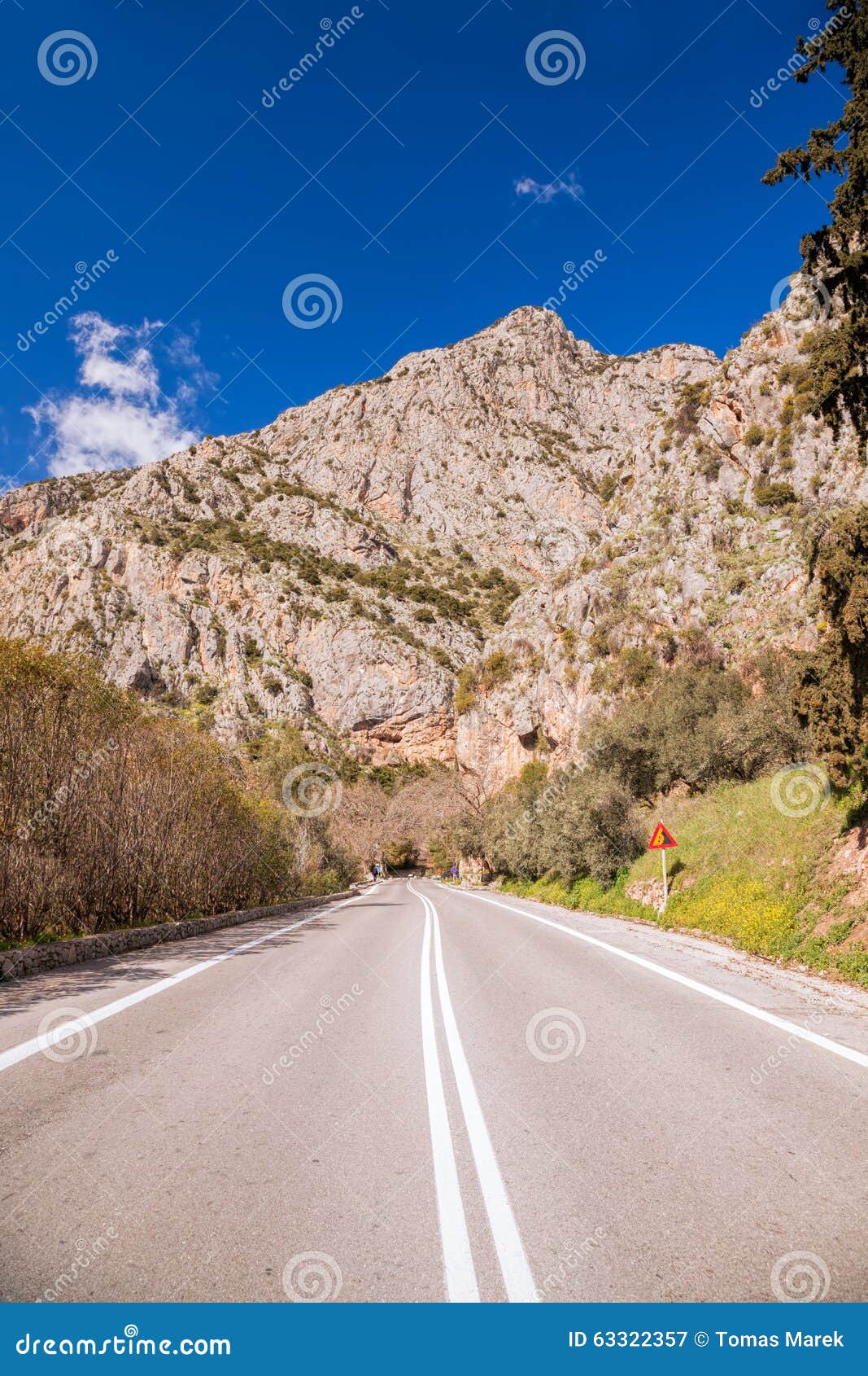 Delphi with road in Greece stock image. Image of hill - 63322357