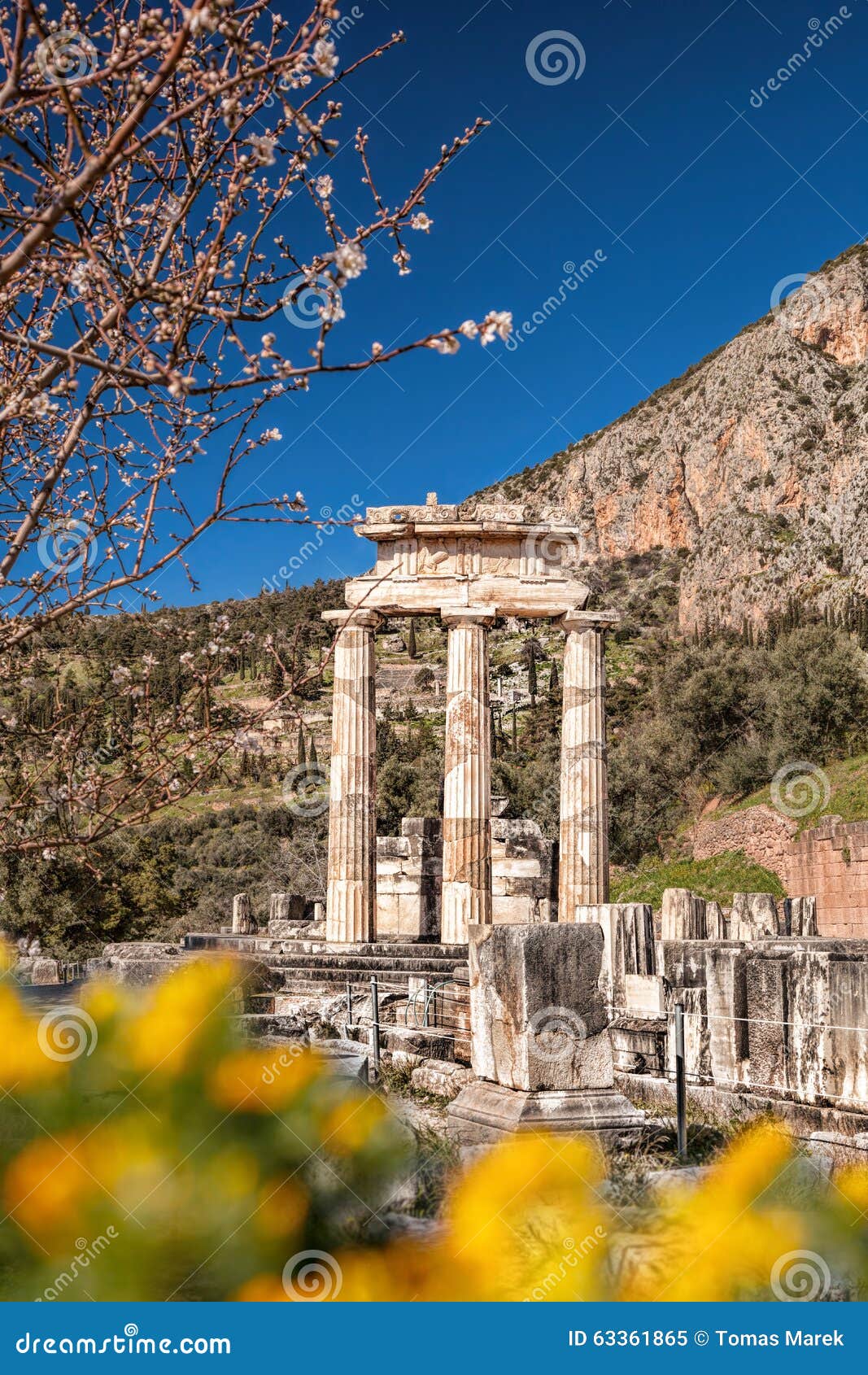 Delphi with Ruins of the Temple in Greece Stock Image - Image of hill ...