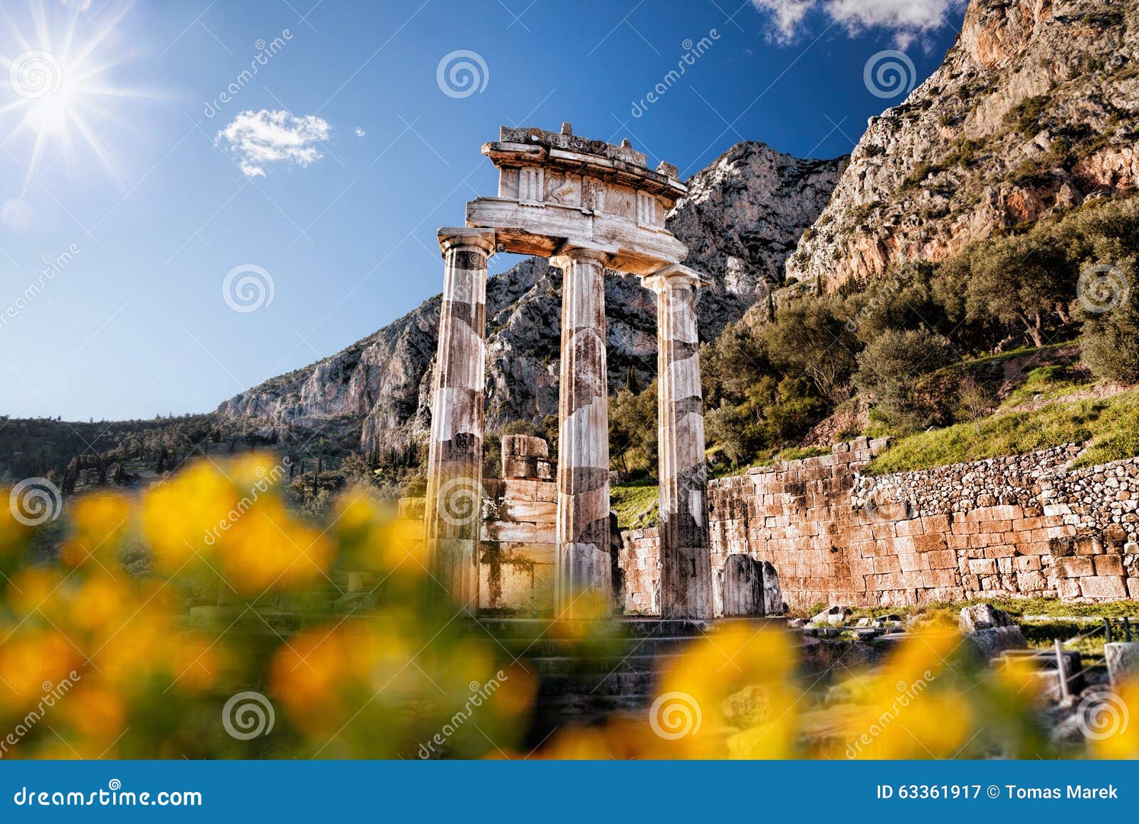 Delphi with Ruins of the Temple in Greece Stock Image - Image of ...