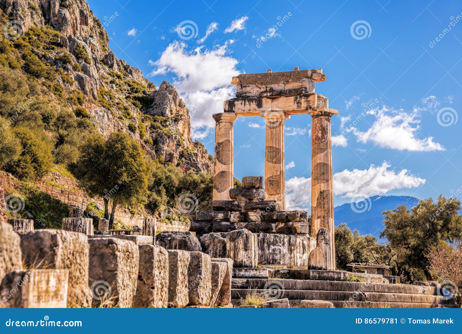 Delphi with Ruins of the Temple in Greece Stock Image - Image of delfi ...