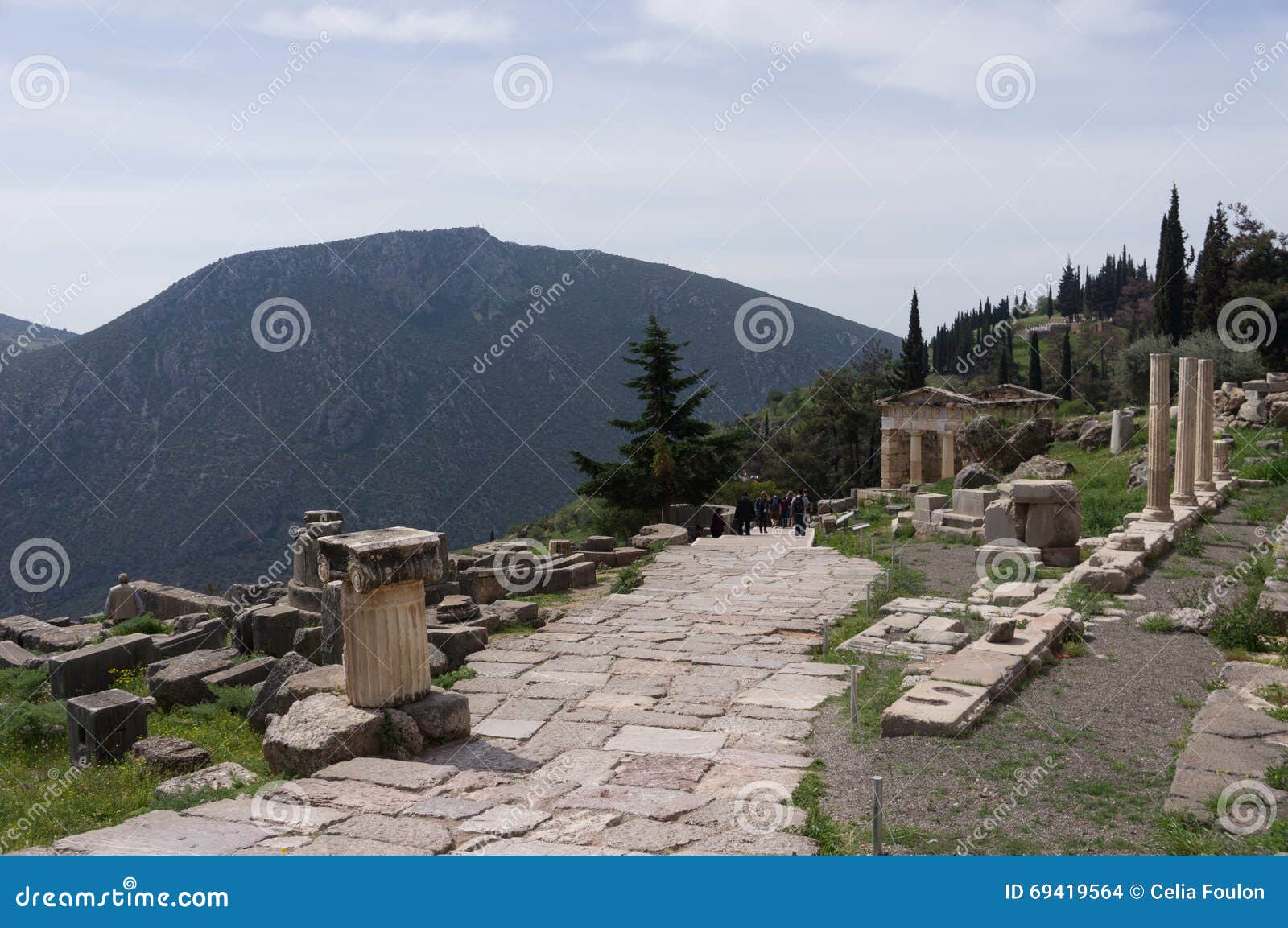 Delphi and the Treasury of Athens, Greece Stock Photo - Image of delphi ...