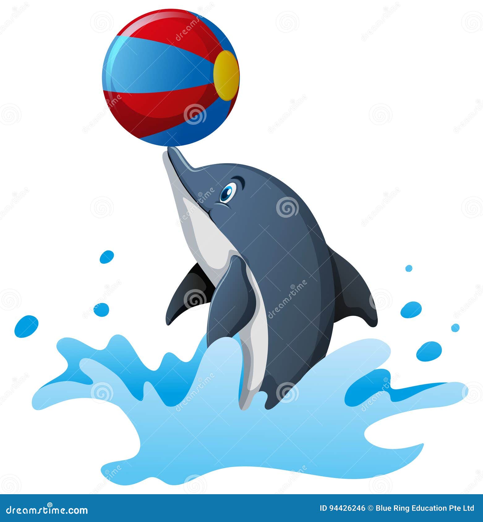 Delphin, Der Ball Im Wasser Spielt Vektor Abbildung - Illustration von ozean, delphin: 94426246