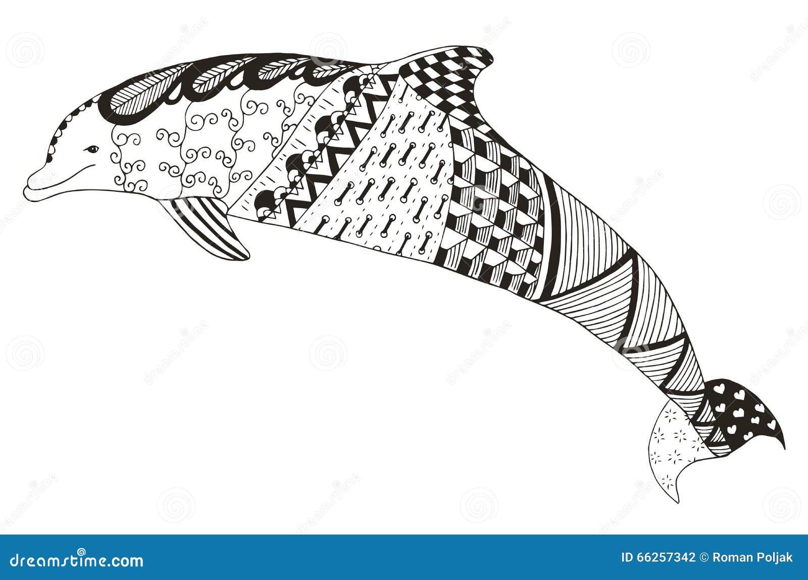 Delphin Zentangle Stilisierte, Vector, Illustration, Muster, Freeh ...