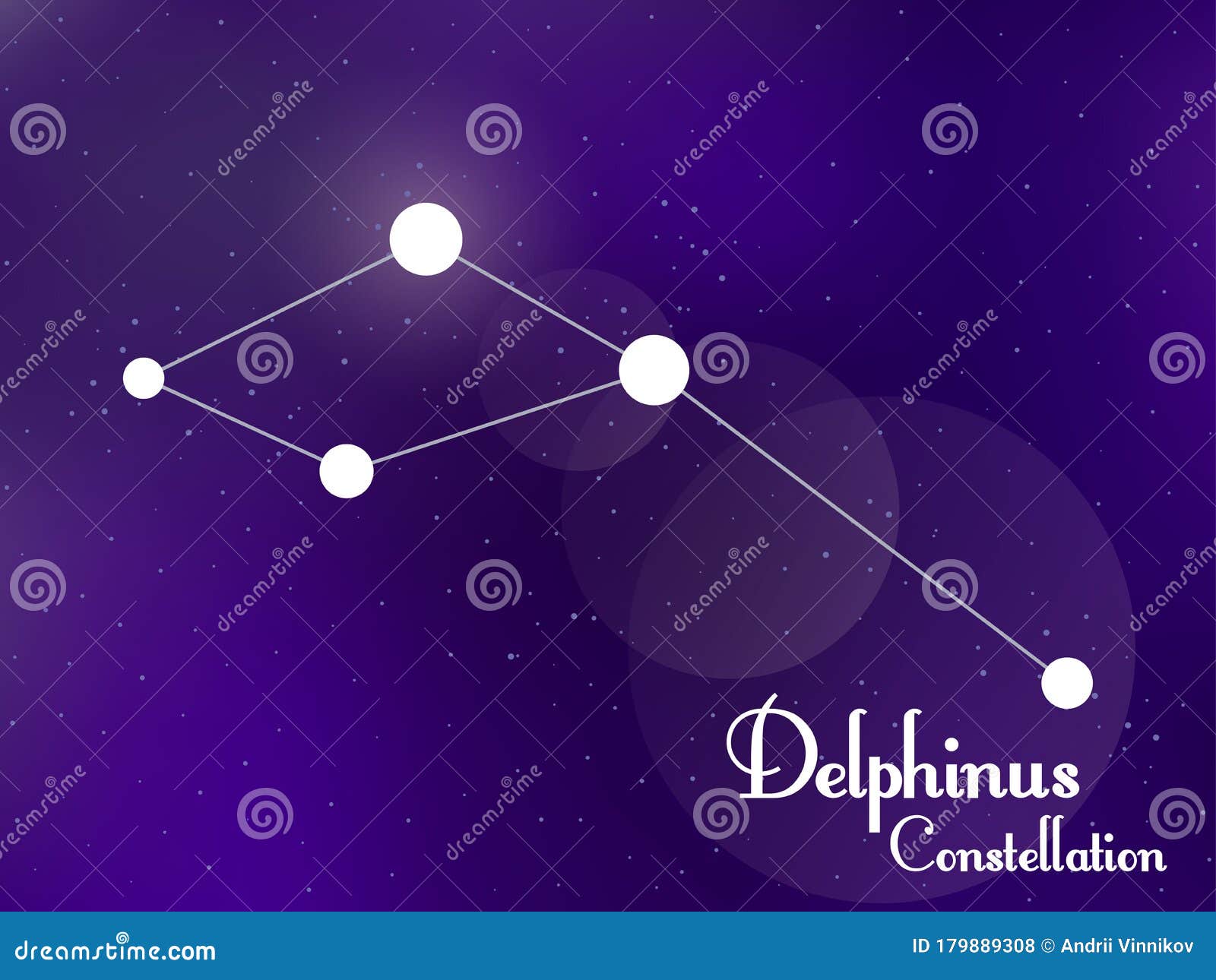 Delphinus Constellation. Starry Night Sky. Cluster of Stars, Galaxy ...