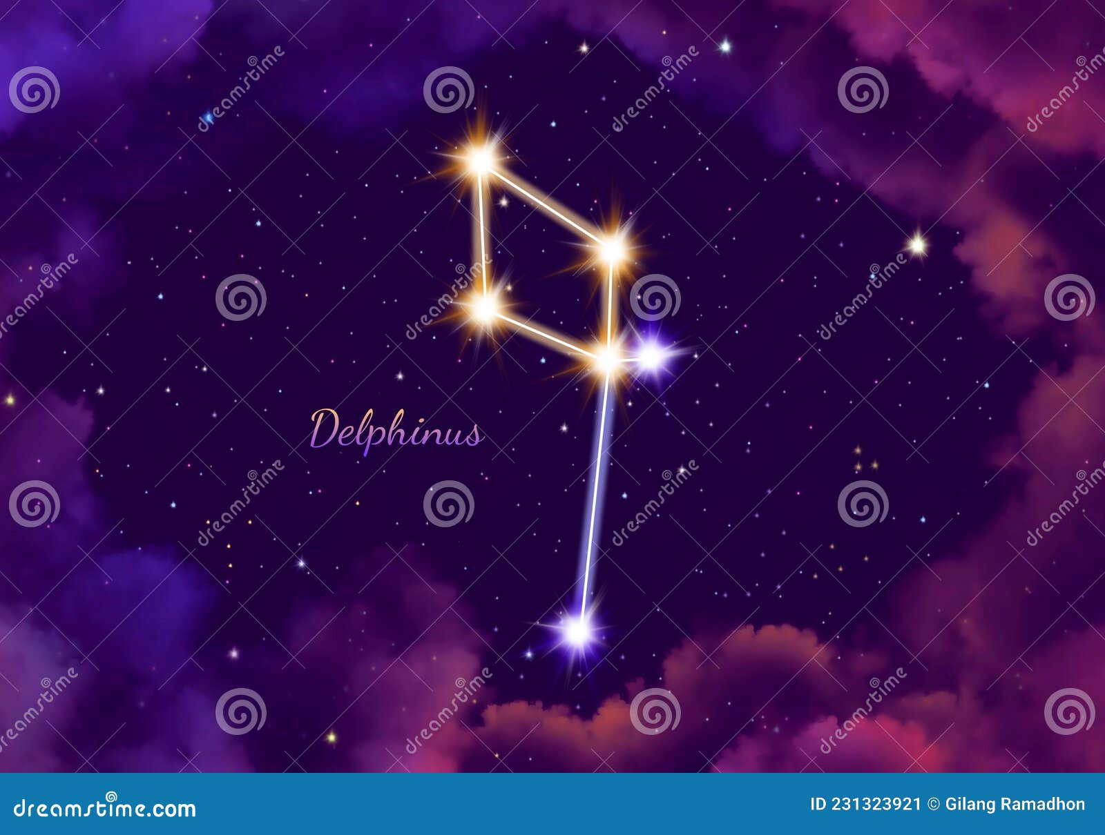 Illustration Image of the Constellation Delphinus Stock Illustration ...