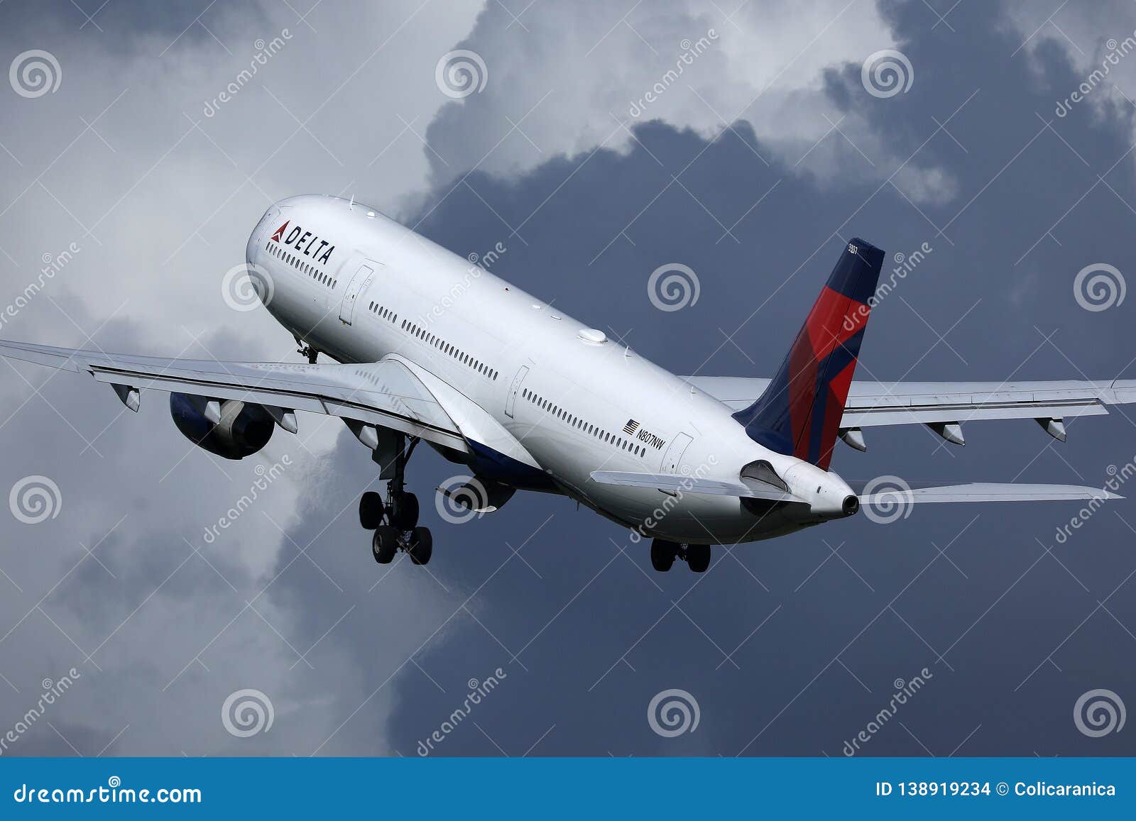 Delta Airlines Plane Flying, Blue Sky with Clouds Editorial Stock Image ...