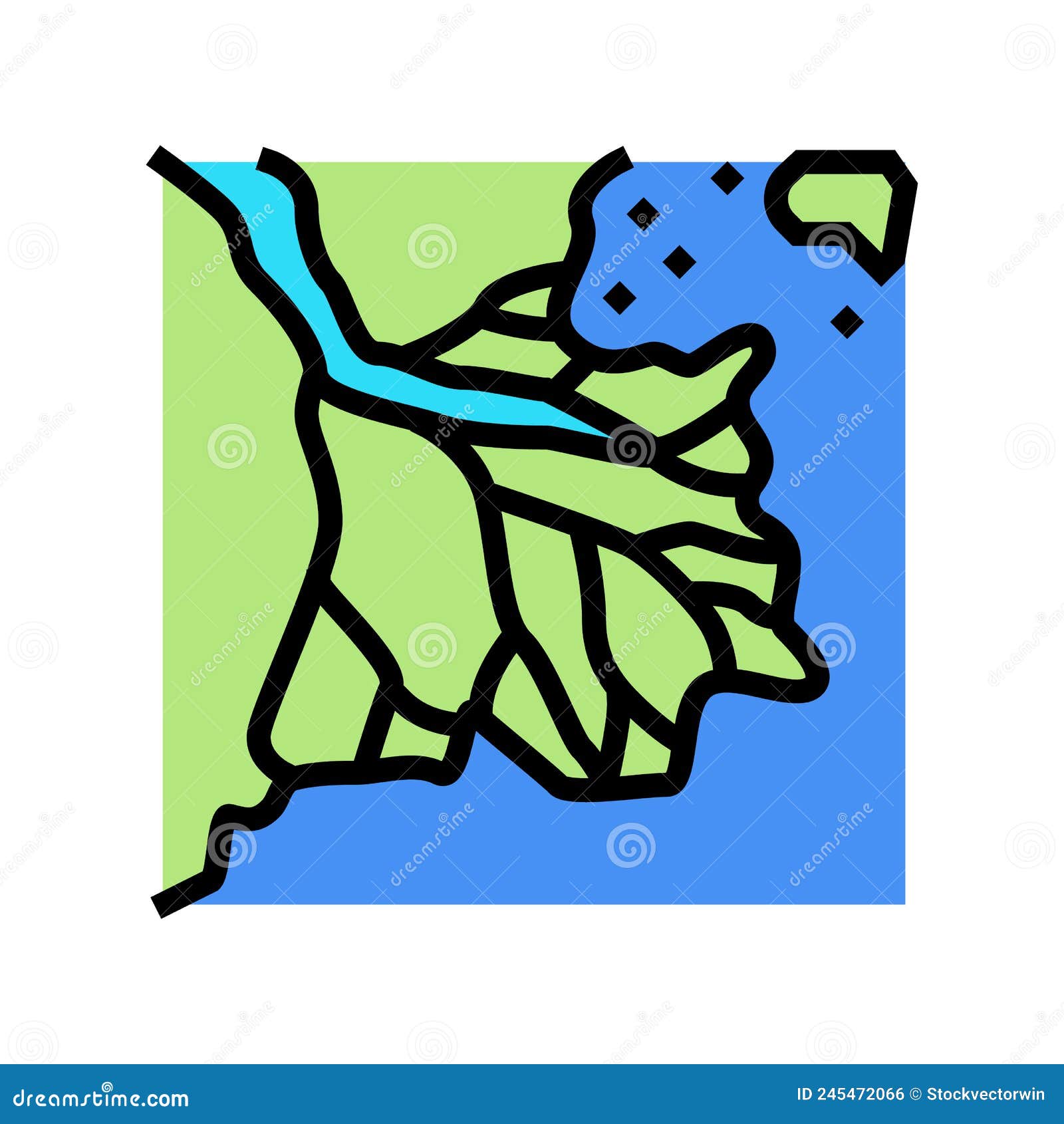Delta River Color Icon Vector Illustration Stock Vector - Illustration ...