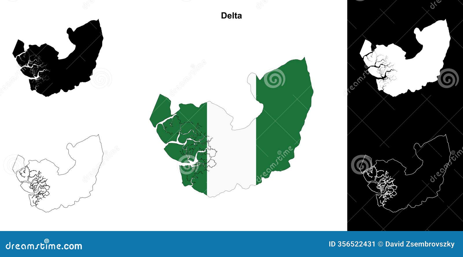 Delta Outline Map Cartoon Vector | CartoonDealer.com #361791145