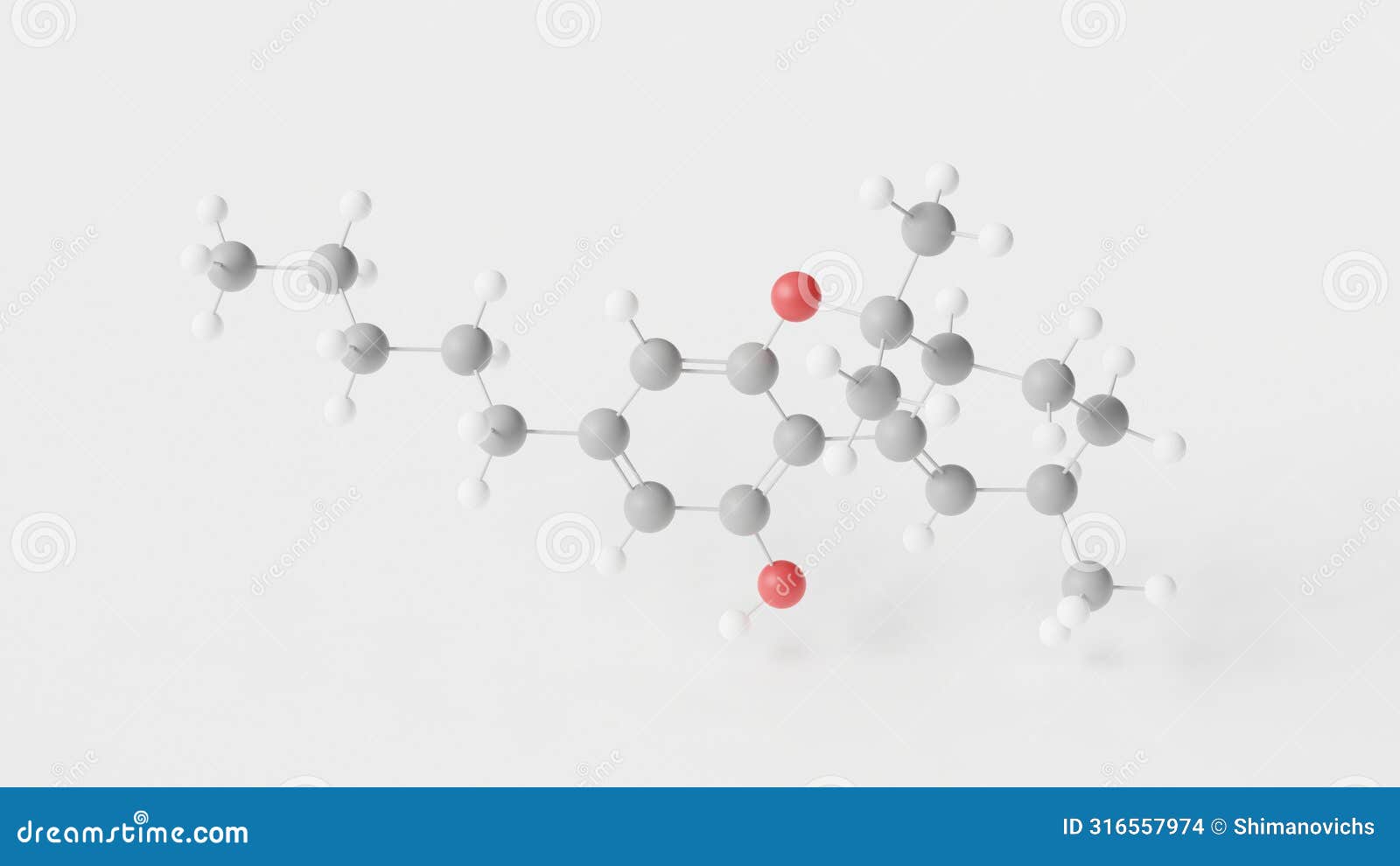 Delta-10-tetrahydrocannabinol Molecule 3d, Molecular Structure, Ball ...