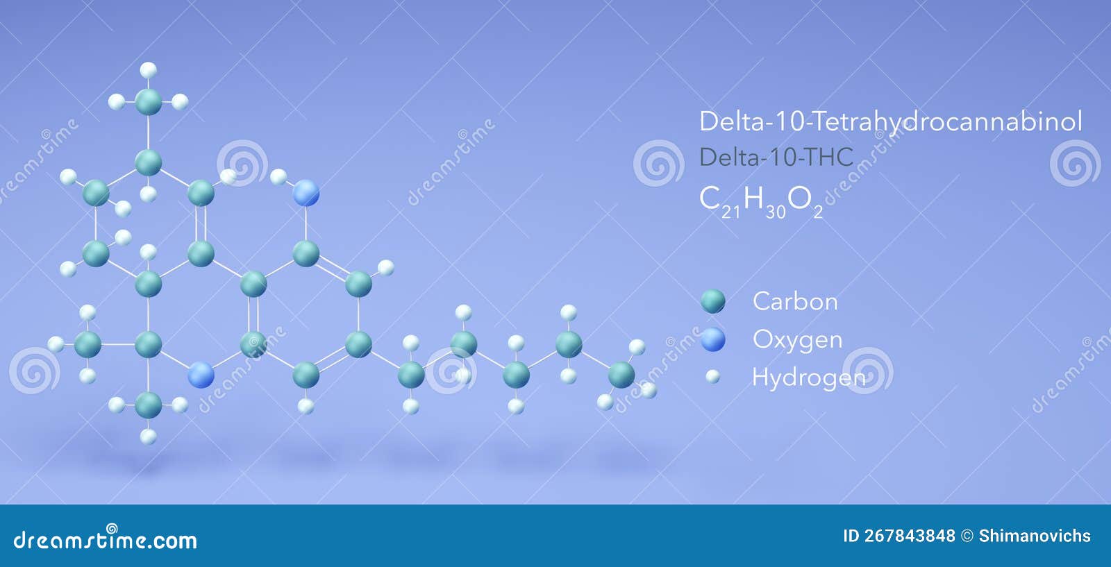 Delta-10-tetrahydrocannabinol Molecule, Molecular Structures, Delta-10 ...