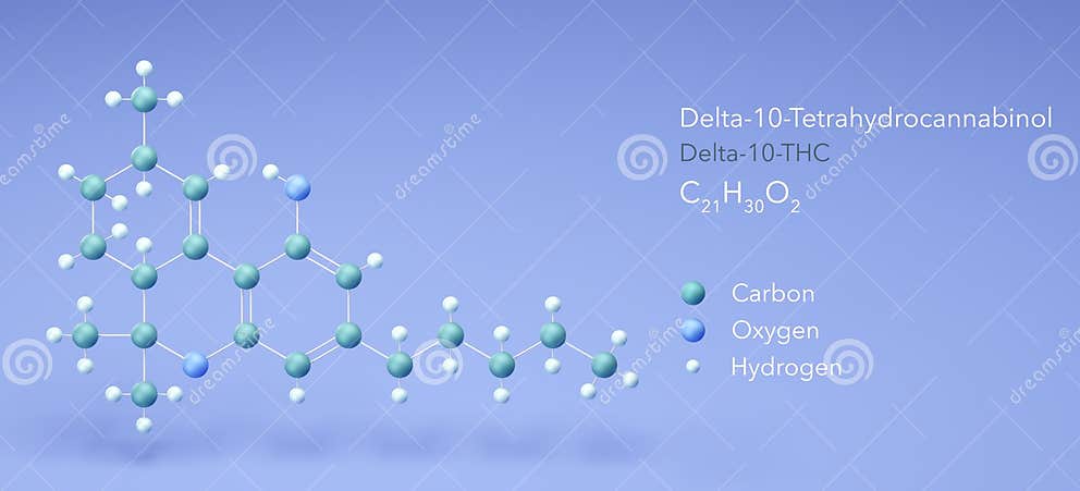 Delta-10-tetrahydrocannabinol Molecule, Molecular Structures, Delta-10 ...