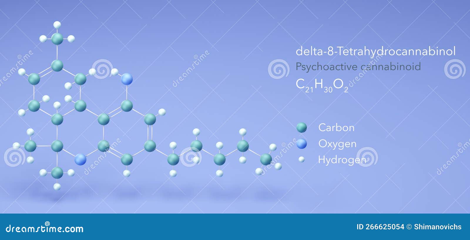 Delta-8-Tetrahydrocannabinol Molecule, Molecular Structures, Delta-8 ...