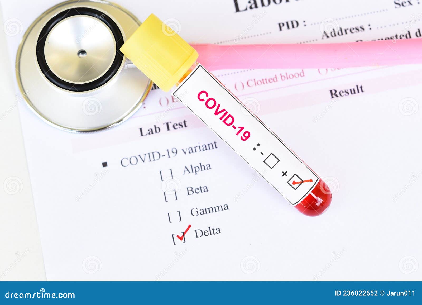 Delta Variant COVID-19 Positive Result Stock Photo - Image of analyze ...