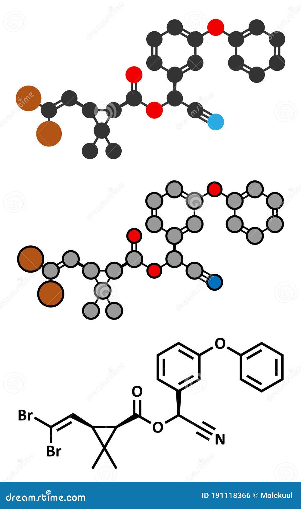 Deltamethrin Insecticide Molecule. Synthetic Pyrethroid. Skeletal ...